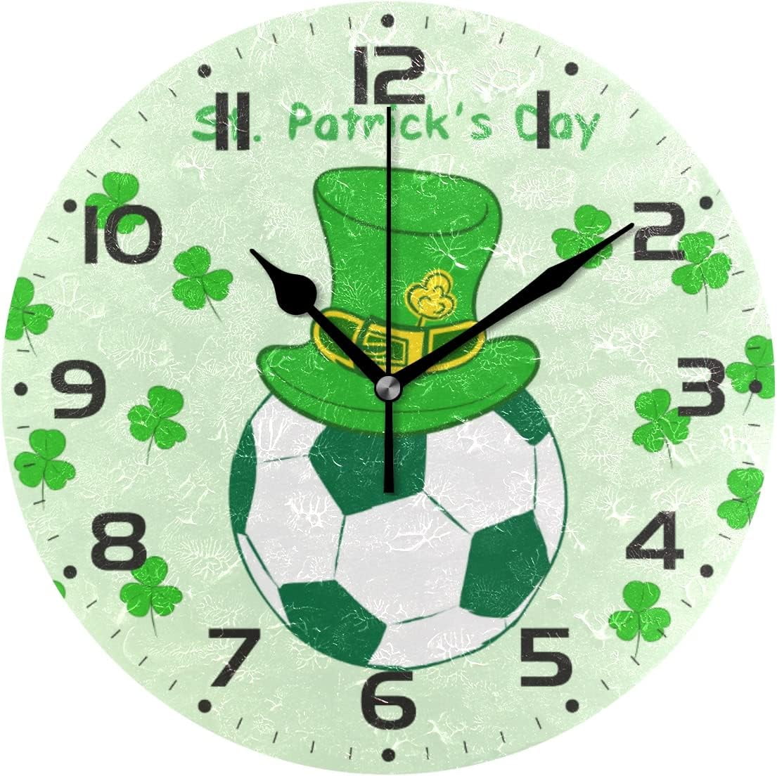 SKYSONIC St. Patrick's Day Hat Football Wall Clock 10 Inch Silent Non ...