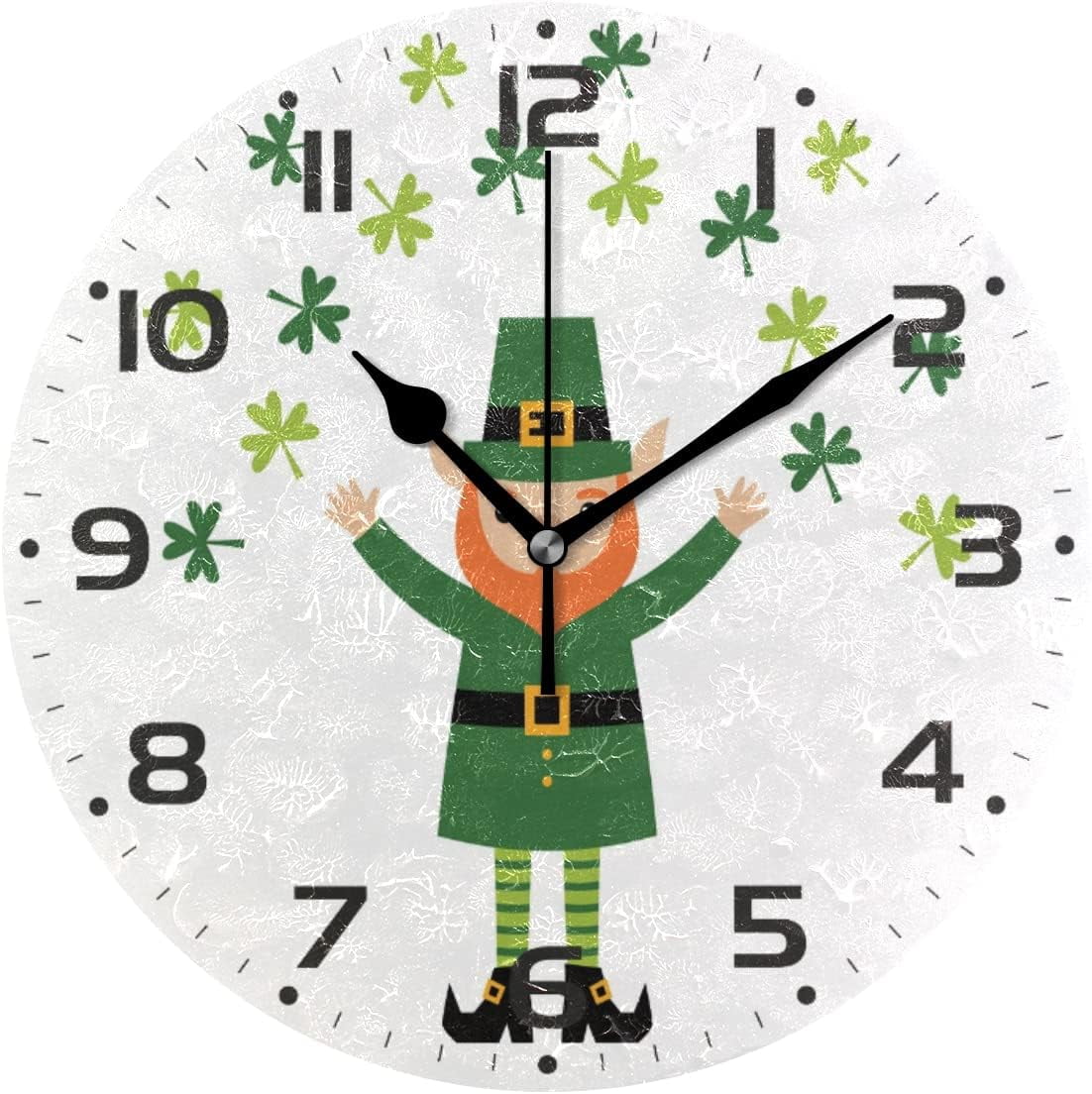 SKYSONIC St. Patrick's Day Wall Clock 10 Inch Silent Non Ticking Round ...