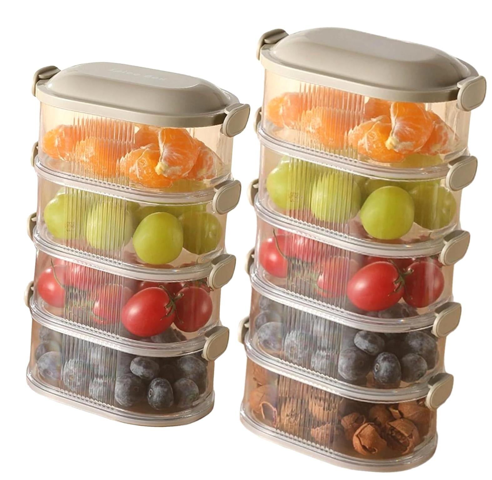 SKYSONIC Stackable Plastic Food Storage Jars with Leakproof Seals ...