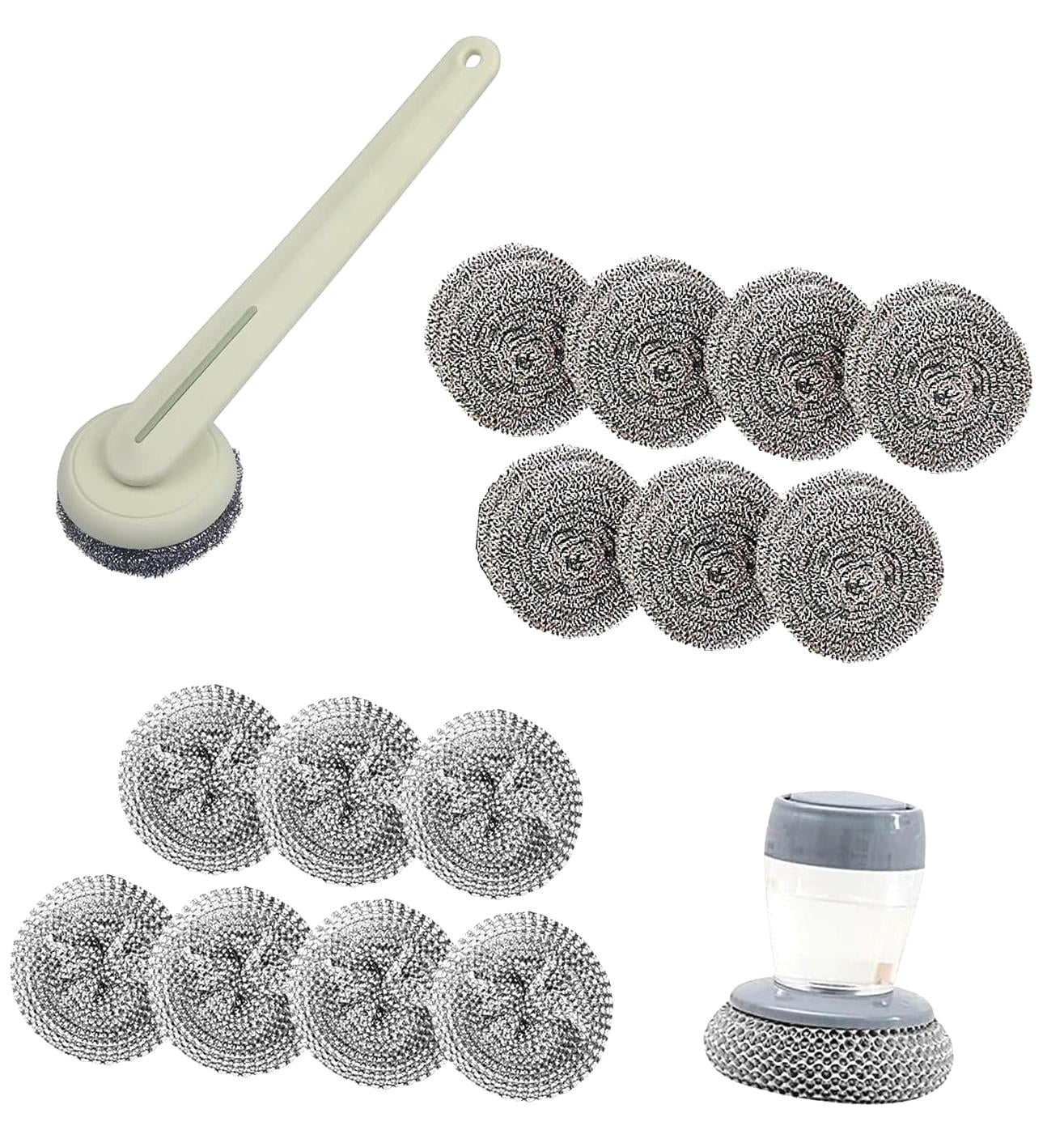 SKYSONIC Stainless Steel Dish Scrubber Set with 16 Replacement Heads ...