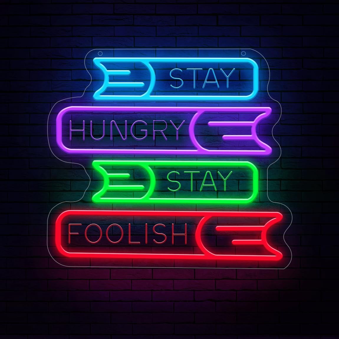 SKYSONIC Stay Hungry, Stay Foolish Book Neon Sign - Read Book Neon Sign ...