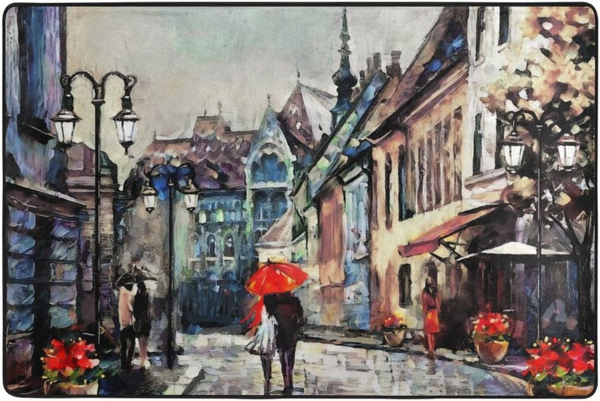 SKYSONIC Street View Of Paris Area Rug Pad 24"x36", 100% Light Weight ...