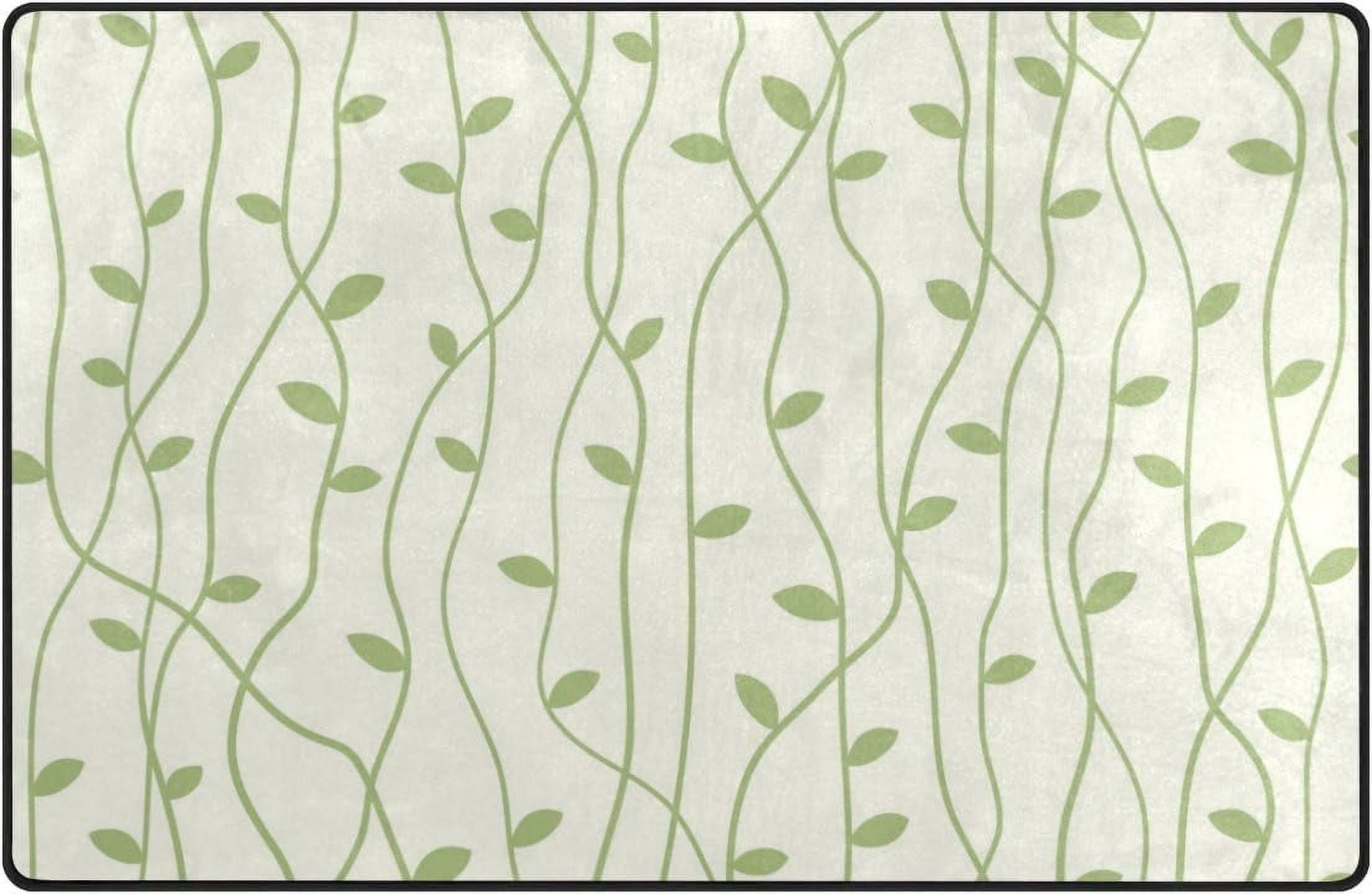 SKYSONIC Stylish Green Leaves Area Rug Pad - 31 x 20 inch - 100% Light ...