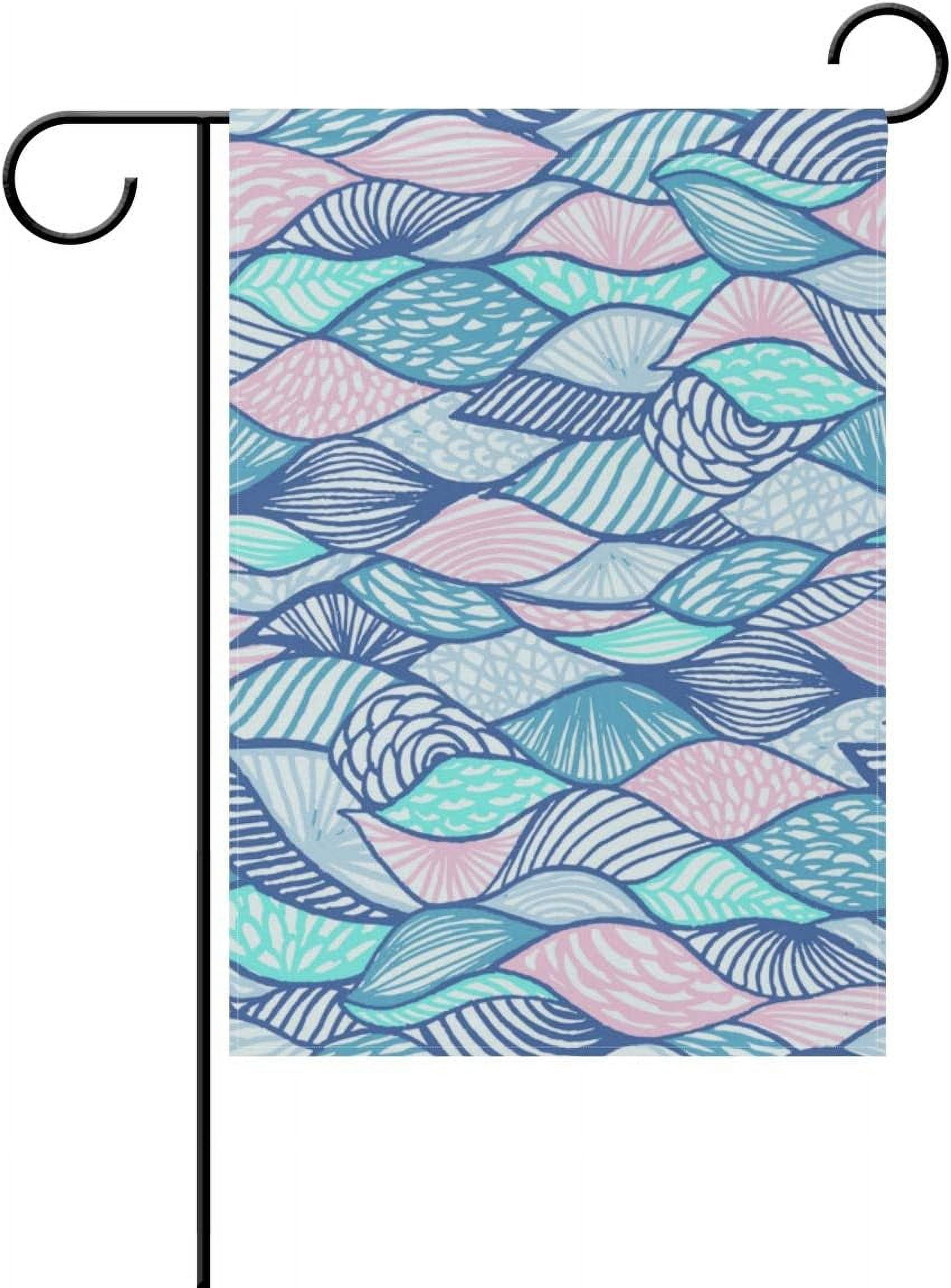 SKYSONIC Stylized Waves and Shells Double-Sided Printed Garden House ...