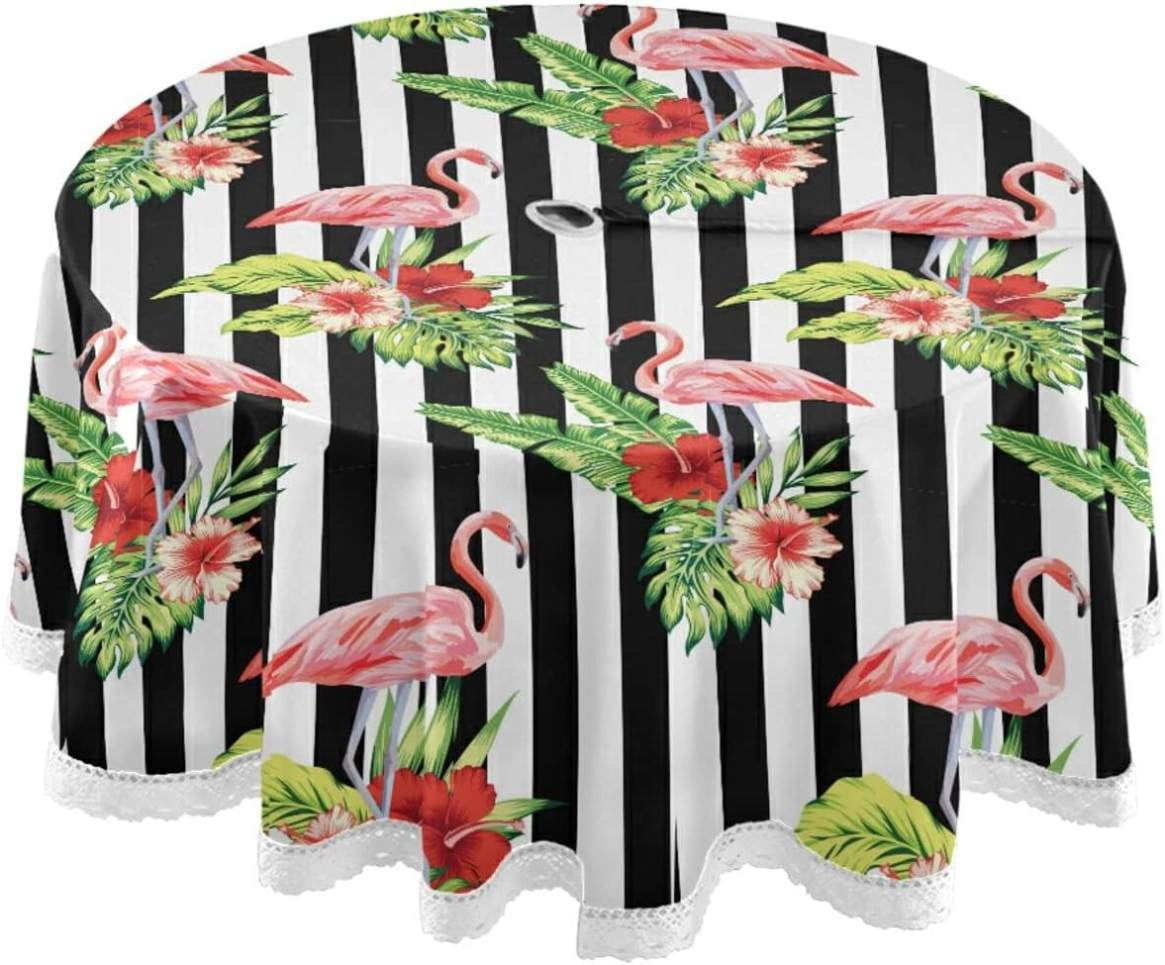 SKYSONIC Summer Flamingo Round Tablecloth,Outdoor Table Cloth Table ...