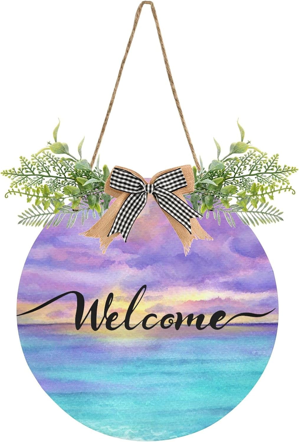 SKYSONIC Summer Landscape with Beach Welcome Sign Front Door Decor ...