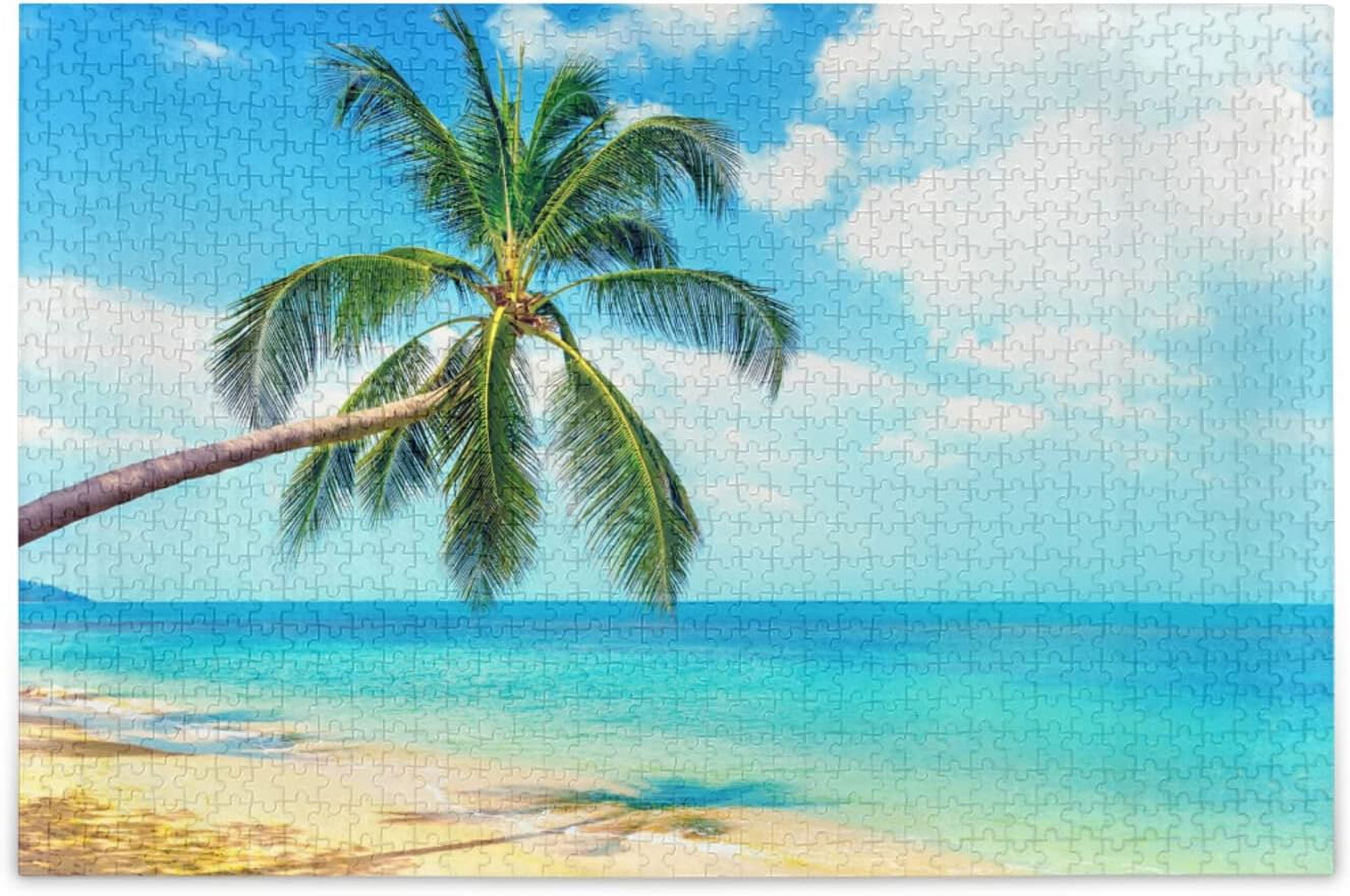 SKYSONIC Summer Palm Tree Beach Jigsaw Puzzles for Adults, 1000 Piece ...