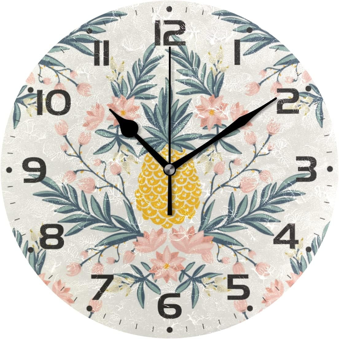 SKYSONIC Summer Tropical Pineapple Wall Clock 10 Inch Silent Non ...