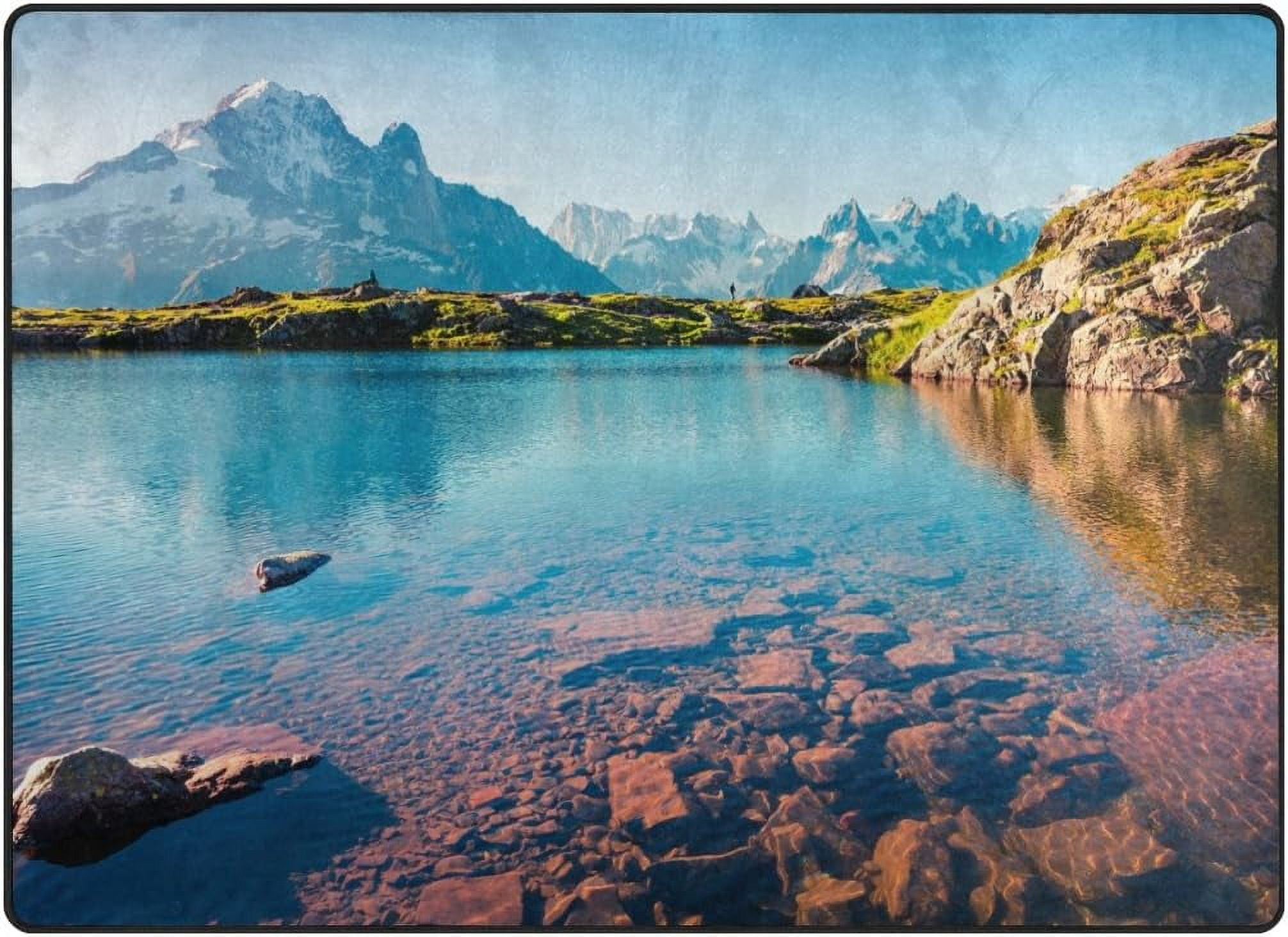 SKYSONIC Summer View of Lac Blanc Lake Area Rug Pad - 63x48 inch - 100% ...