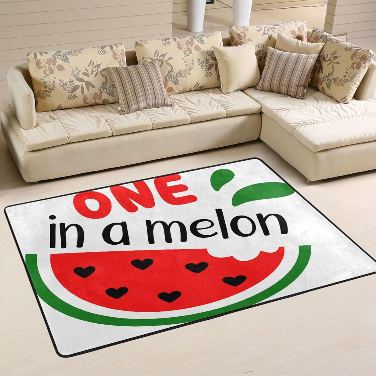 SKYSONIC Summer Watermelon Slice Area Rug 72x48in One in A Melon Non ...