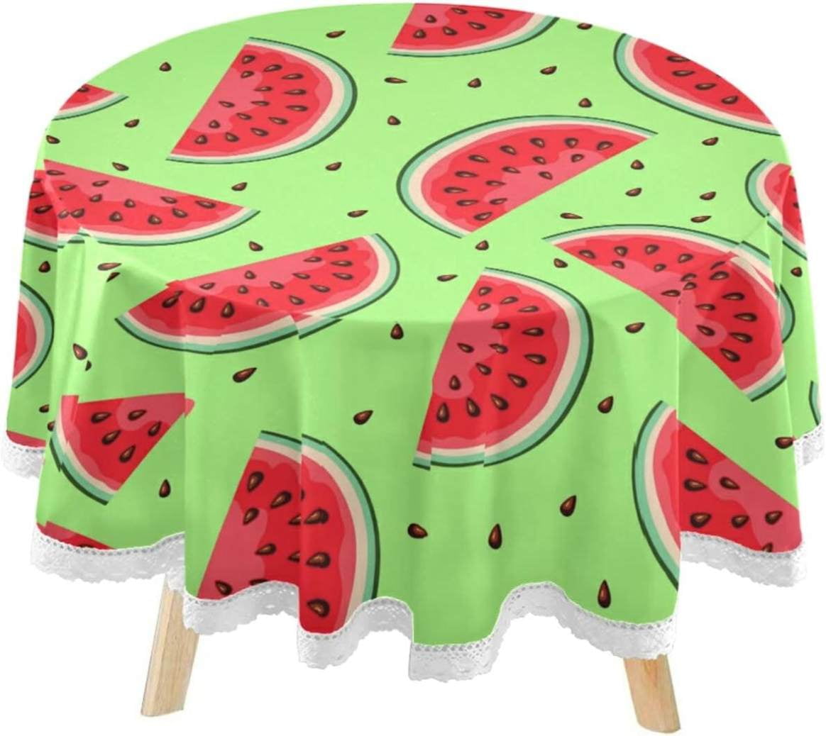 SKYSONIC Summer Watermelon Slices Round Tablecloth 60inch Indoor ...