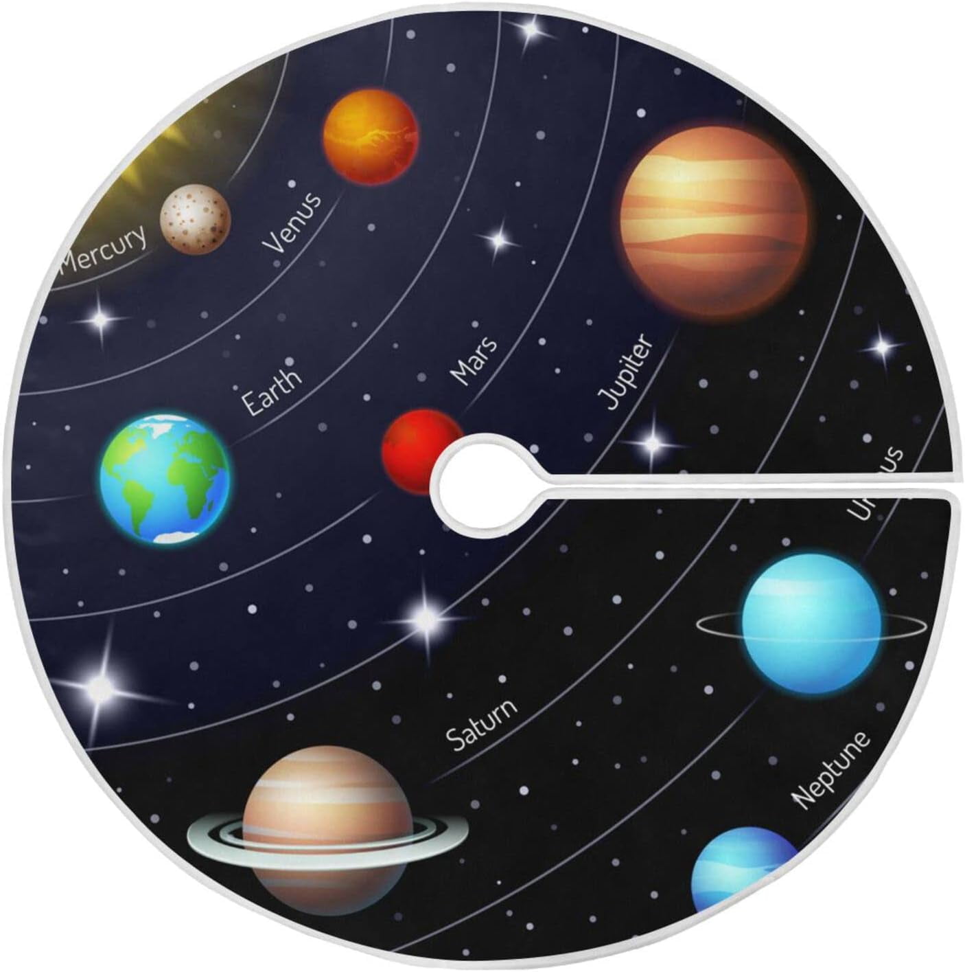 SKYSONIC Sun Solar System Christmas Tree Skirt 48" Christmas ...