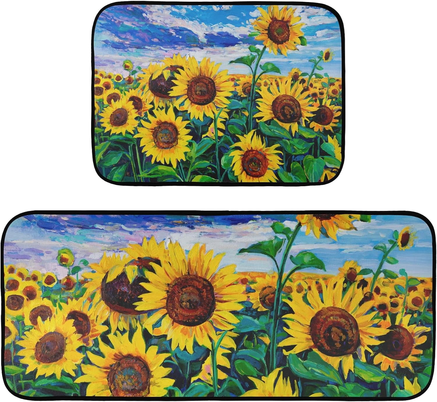 SKYSONIC Sunflower 2 Pieces Kitchen Rug Cushioned Anti-Fatigue Kitchen ...