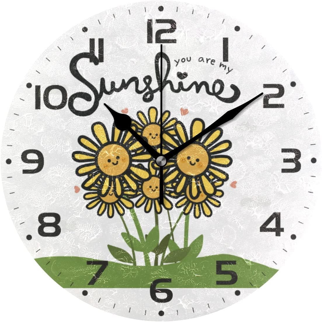 SKYSONIC Sunflower Wall Clock 10 Inch Silent Non Ticking Round Clock ...