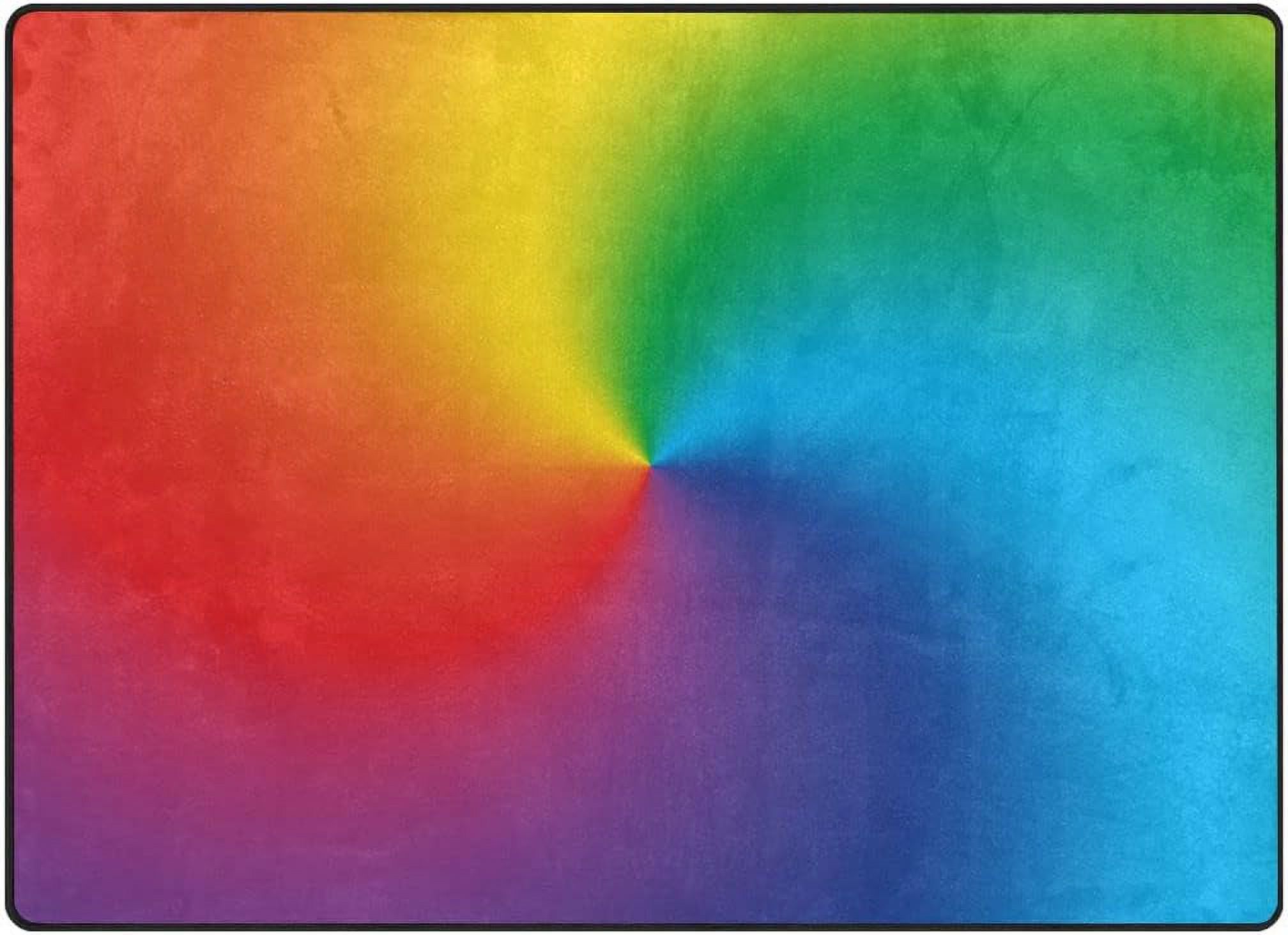 SKYSONIC Swirling Rainbow Area Rug 4'x5' Pet & Child Friendly Carpet ...