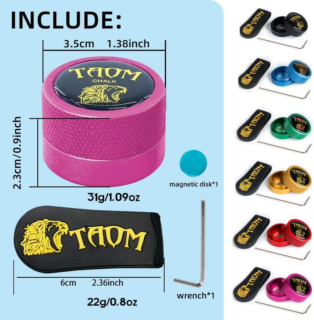 SKYSONIC TAOM Pool Chalk Holder, Round Magnetic Billiards Chalk ...