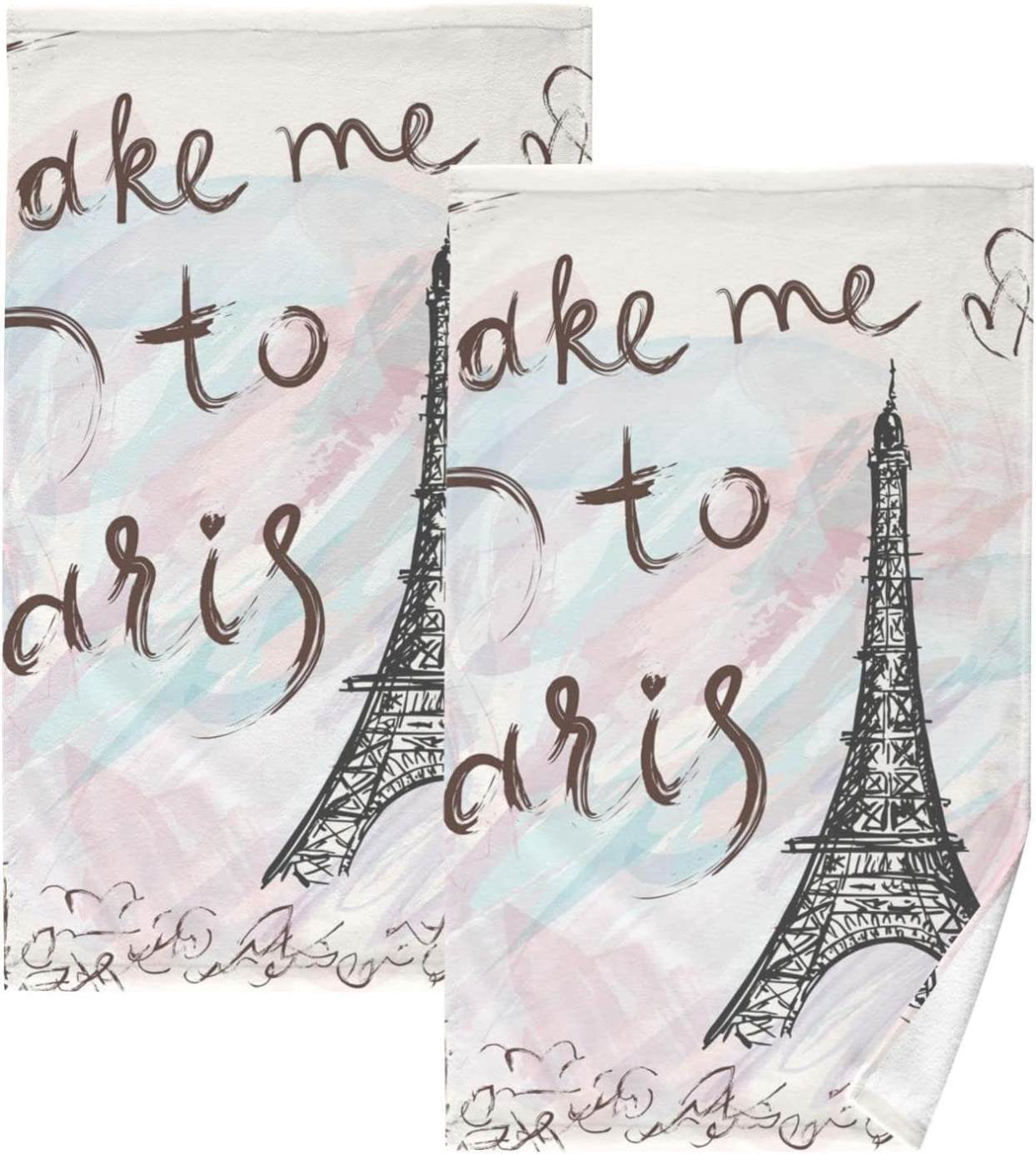 SKYSONIC Take Me to Paris Hand Towels Set of 2 Soft Absorbent Towel ...