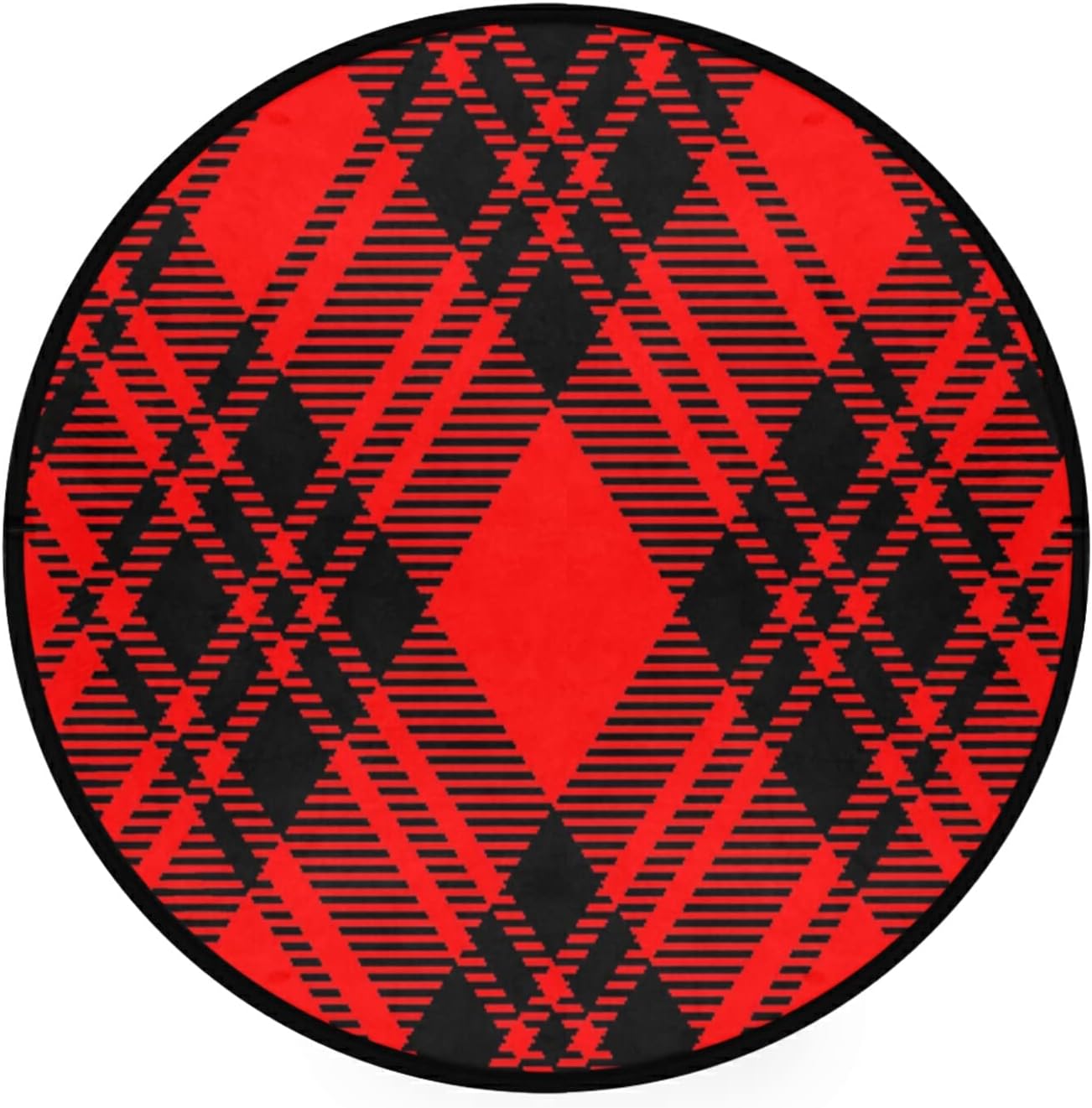 SKYSONIC Tartan Plaid Round Area Rug Chair Couch Cover Area Rug for ...