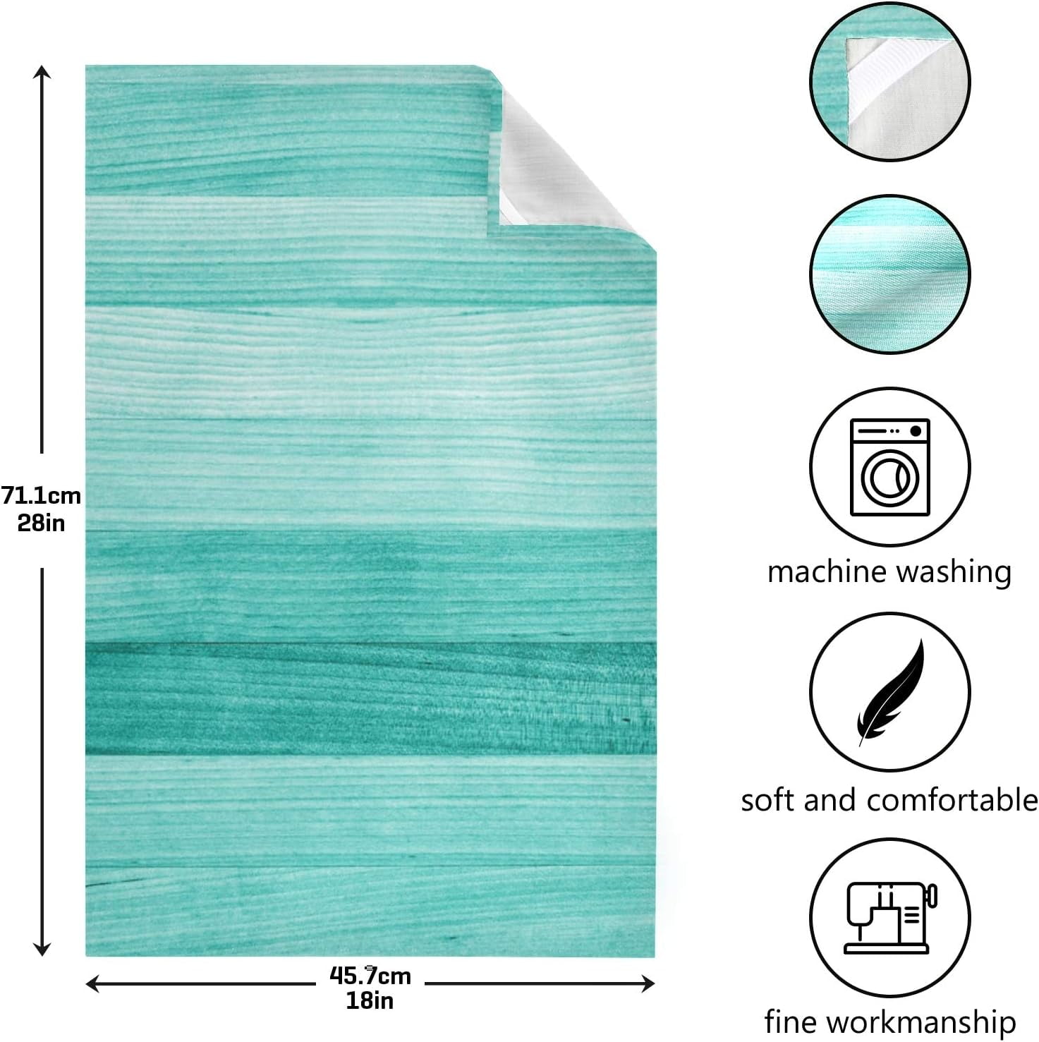 SKYSONIC Teal Turquoise Wood Kitchen Dish Towel Set of 1, Super ...