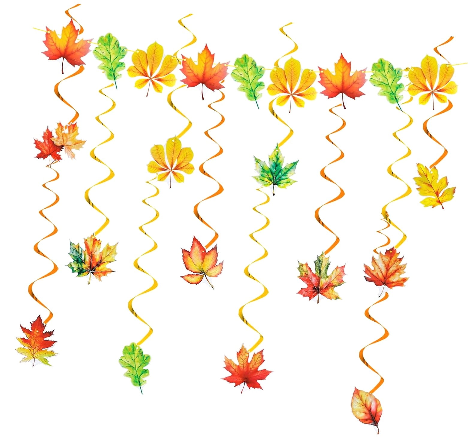 SKYSONIC Thanksgiving Decorations, Fall Hanging Maple Swirls Streamers ...