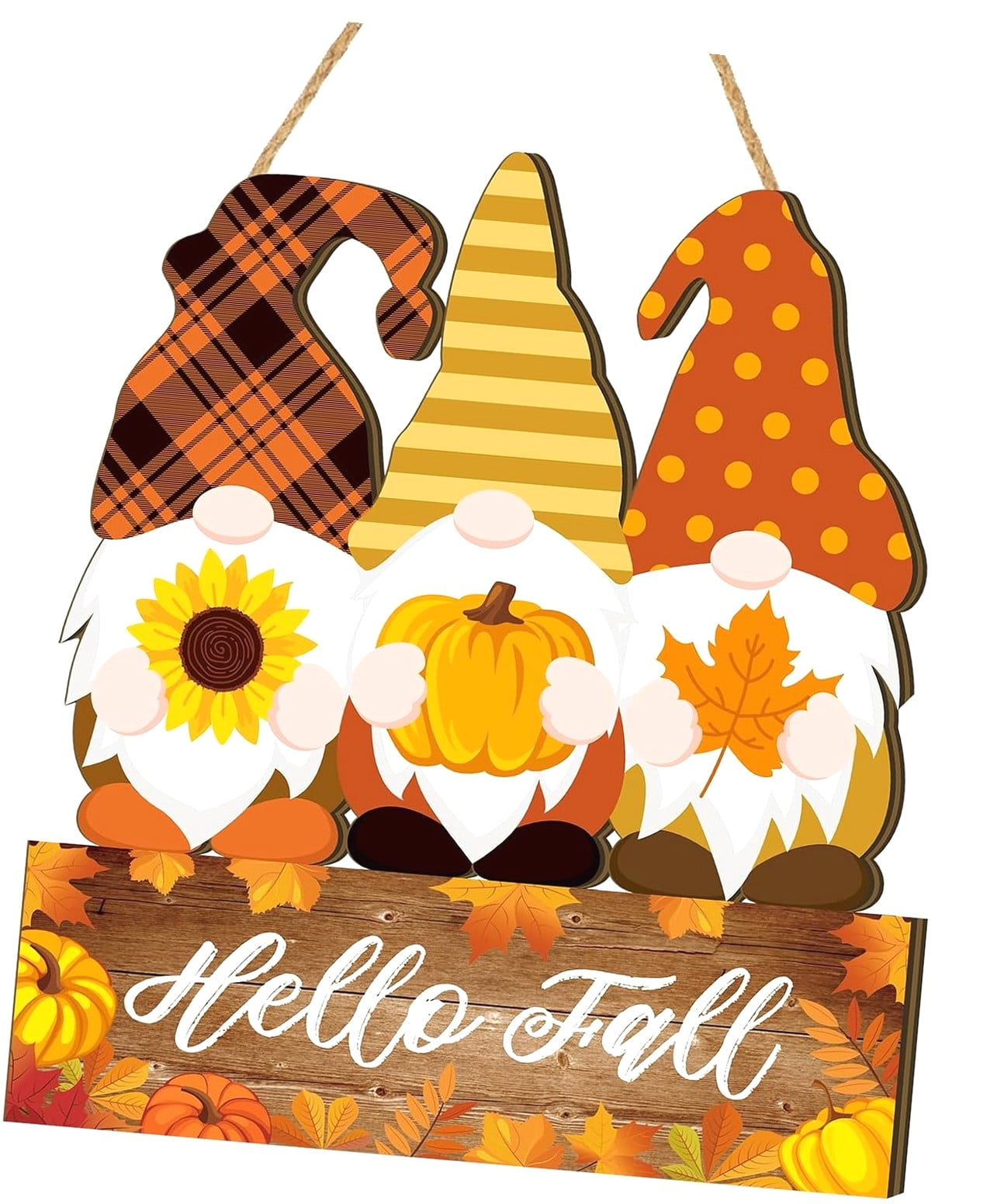 SKYSONIC Thanksgiving Door Sign Hello Fall Wooden Hanging Sign Autumn ...