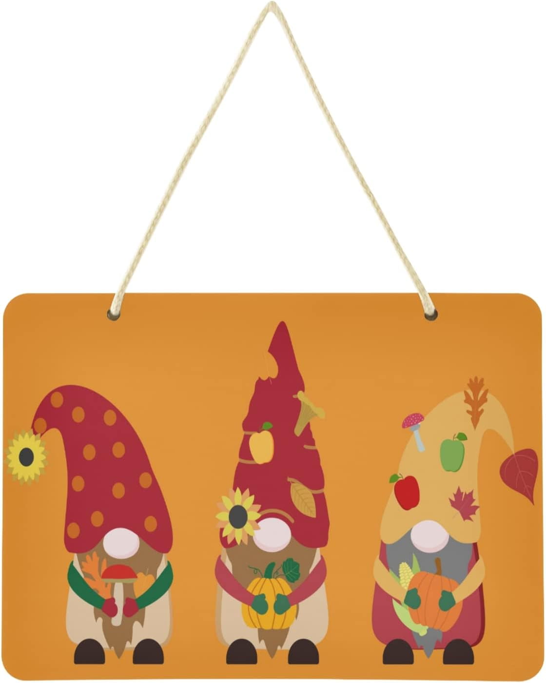 SKYSONIC Thanksgiving Gnome Welcome Sign Front Door Decor Wall Hanging ...