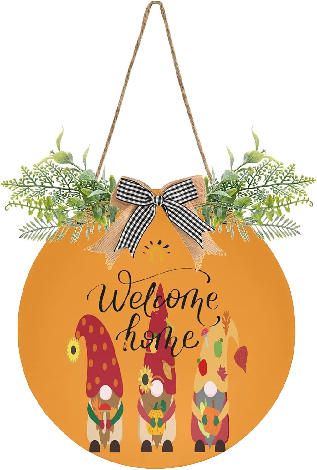 SKYSONIC Thanksgiving Harvest Gnomes Welcome Sign Front Door Decoration ...