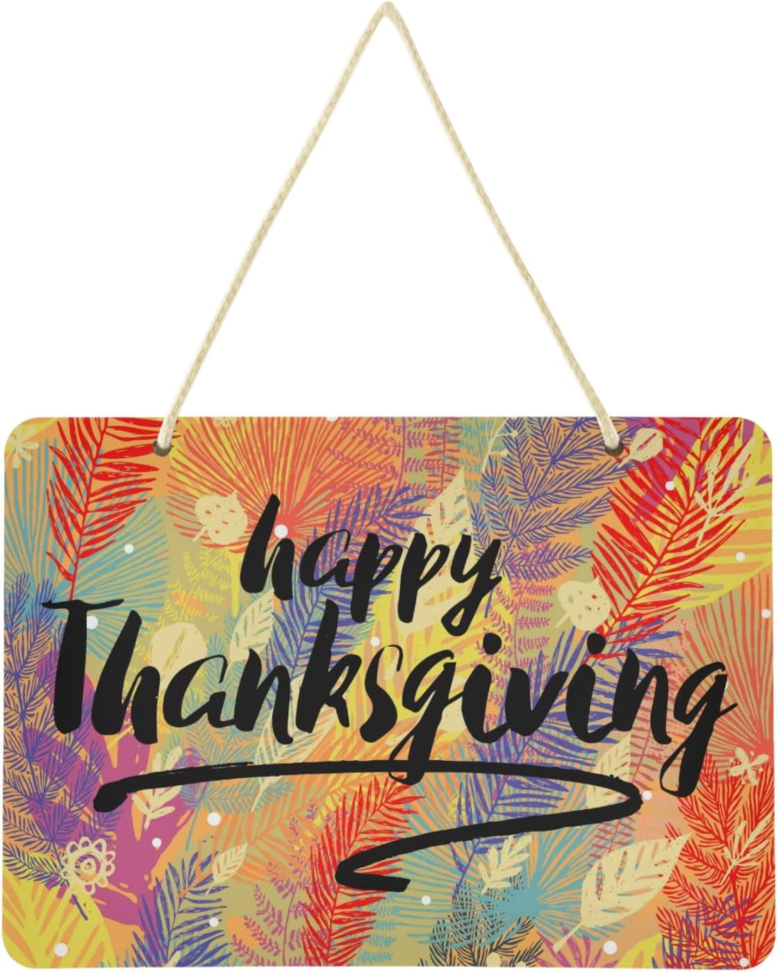 SKYSONIC Thanksgiving Leaves Welcome Sign Front Door Decor Wall Hanging ...