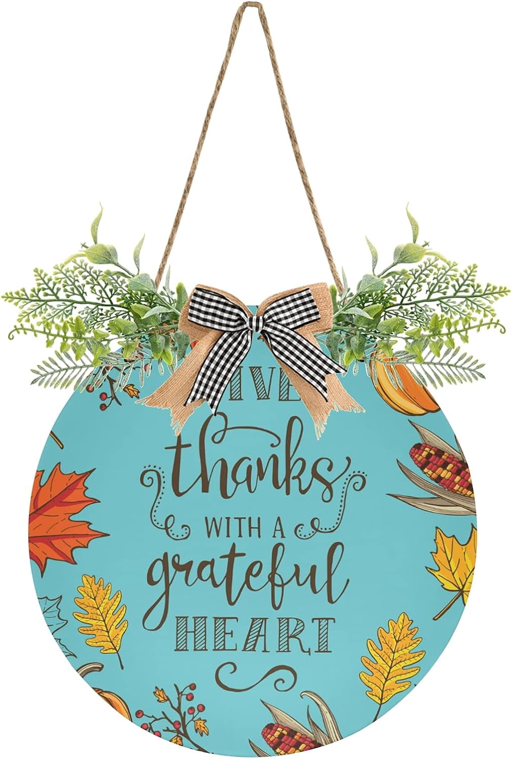 SKYSONIC Thanksgiving Maple Leaf Welcome Sign Front Door Decoration ...