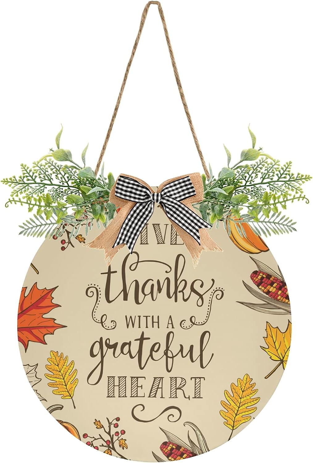 SKYSONIC Thanksgiving Maple Leaf Welcome Sign Front Door Decoration ...