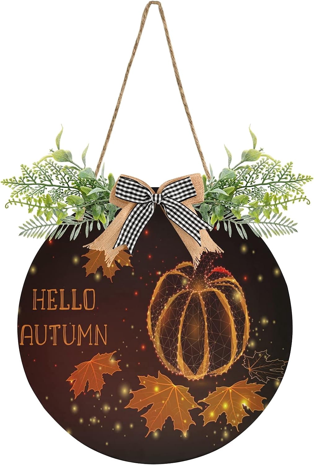 SKYSONIC Thanksgiving Pumpkin Fallen Leaves Welcome Sign Front Door ...