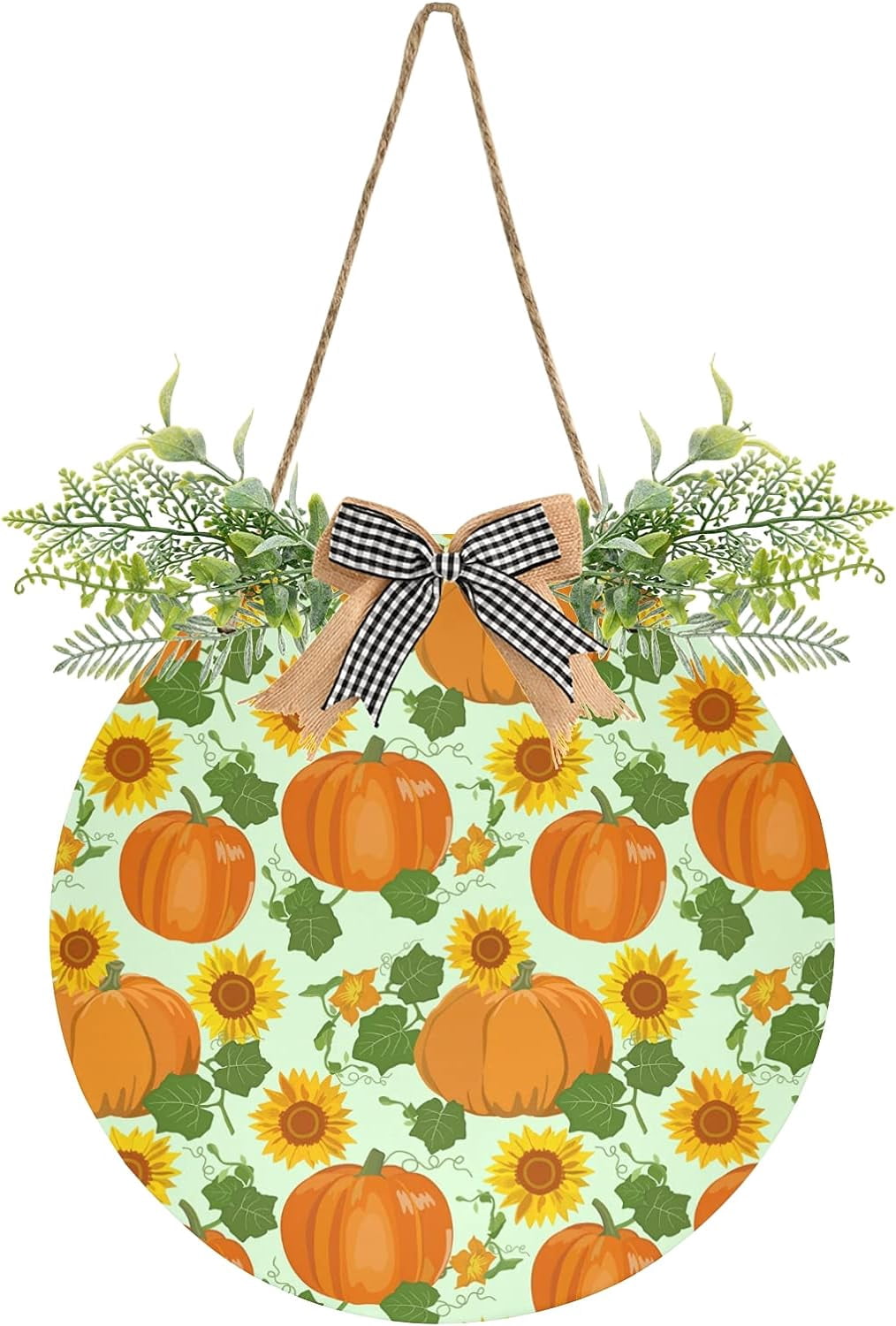 SKYSONIC Thanksgiving Sunflower Pumpkin Welcome Sign Front Door ...