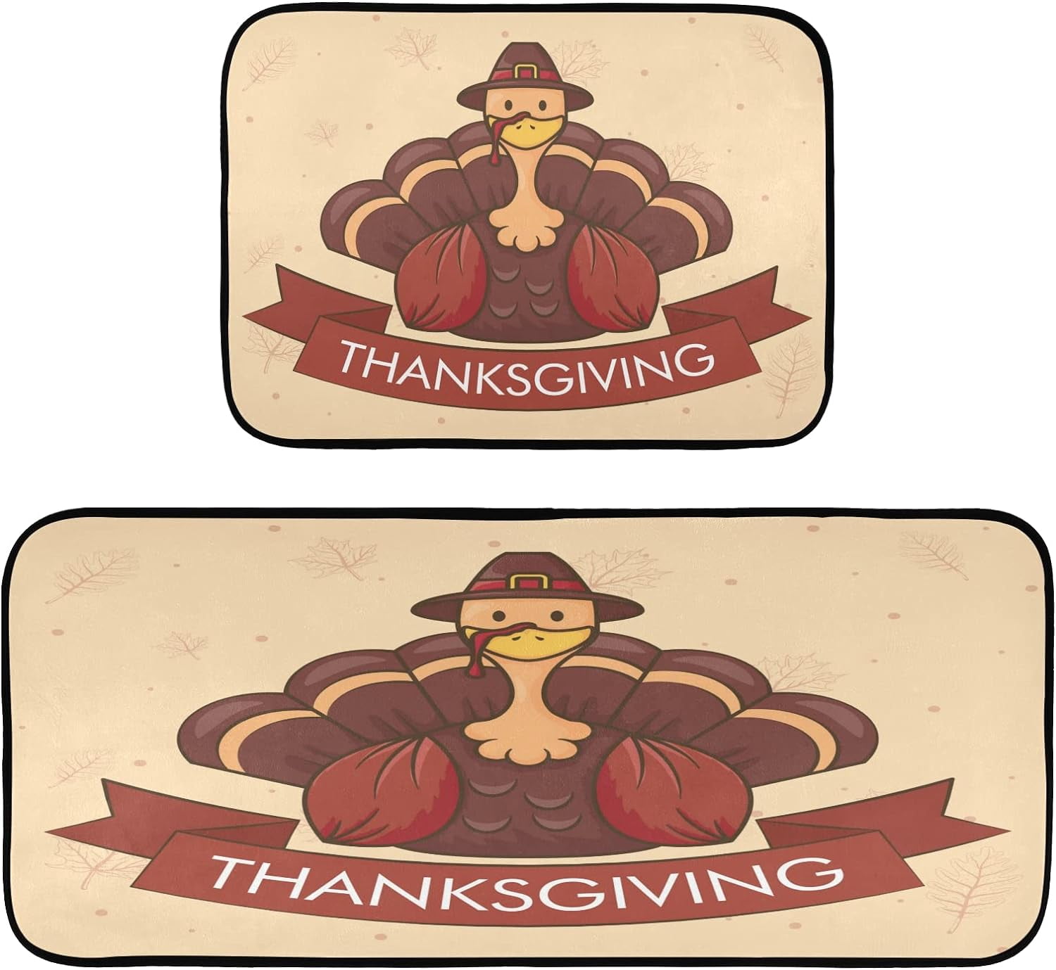 SKYSONIC Thanksgiving Turkey 2 Pieces Kitchen Rug Cushioned Anti ...