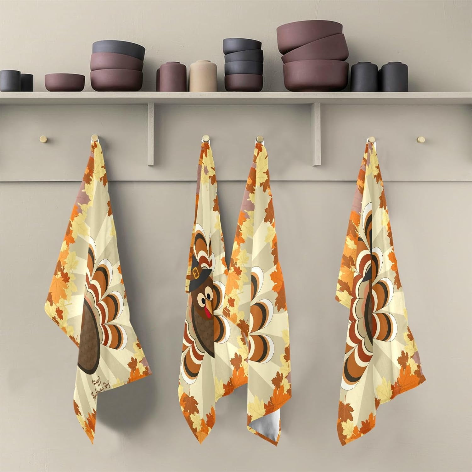 SKYSONIC Thanksgiving Turkey Kitchen Dish Towel Set,Drying Kitchen ...