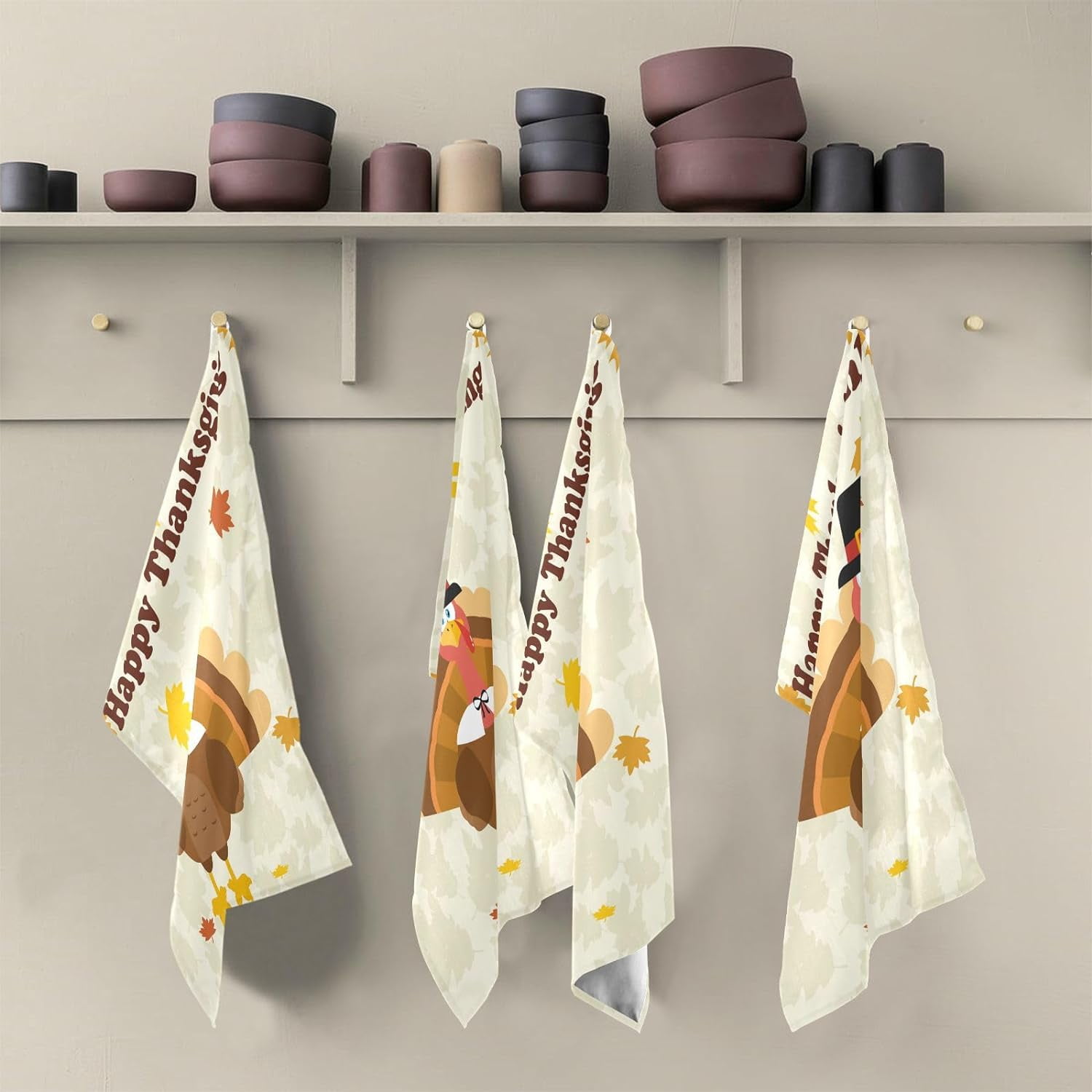 SKYSONIC Thanksgiving Turkey Kitchen Dish Towel Set,Drying Kitchen ...