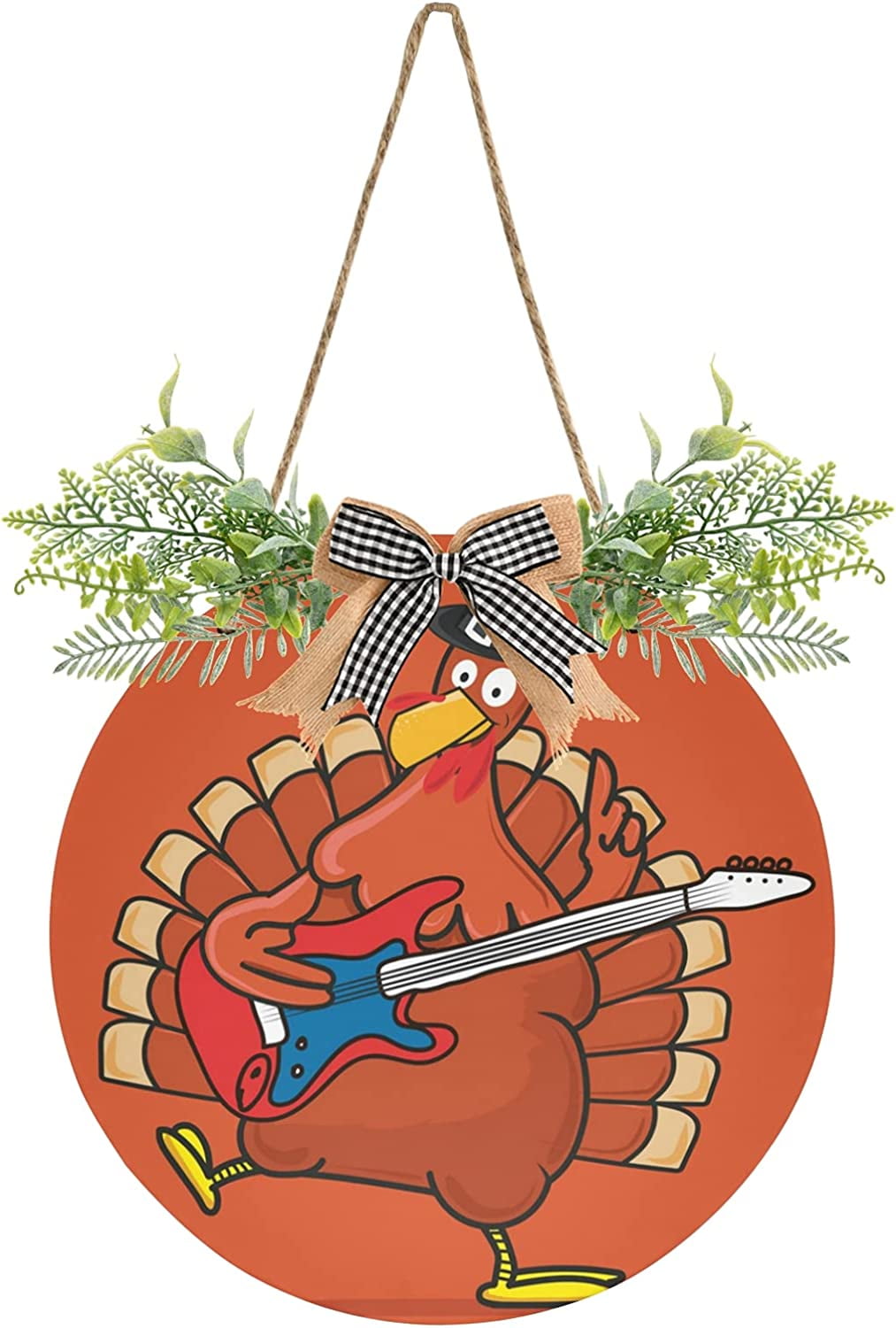 SKYSONIC Thanksgiving Turkey Welcome Sign Front Door Decoration Round ...