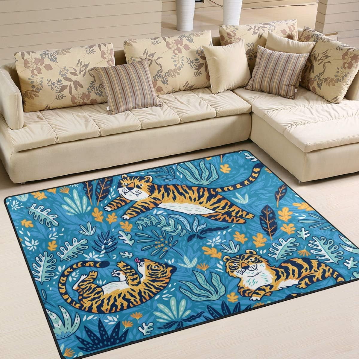 SKYSONIC Tigers in The Jungle Lightweight Area Rugs Carpet Mats Floor ...