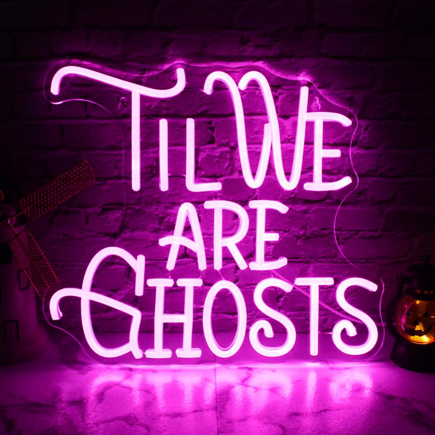 SKYSONIC Til We Are Ghost Neon Sign Pink Gothic Home Decor Valentine's ...