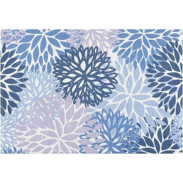 SKYSONIC Toilet Bathroom Rugs Sets 2 Piece, Blue Flowers Soft Absorbent ...