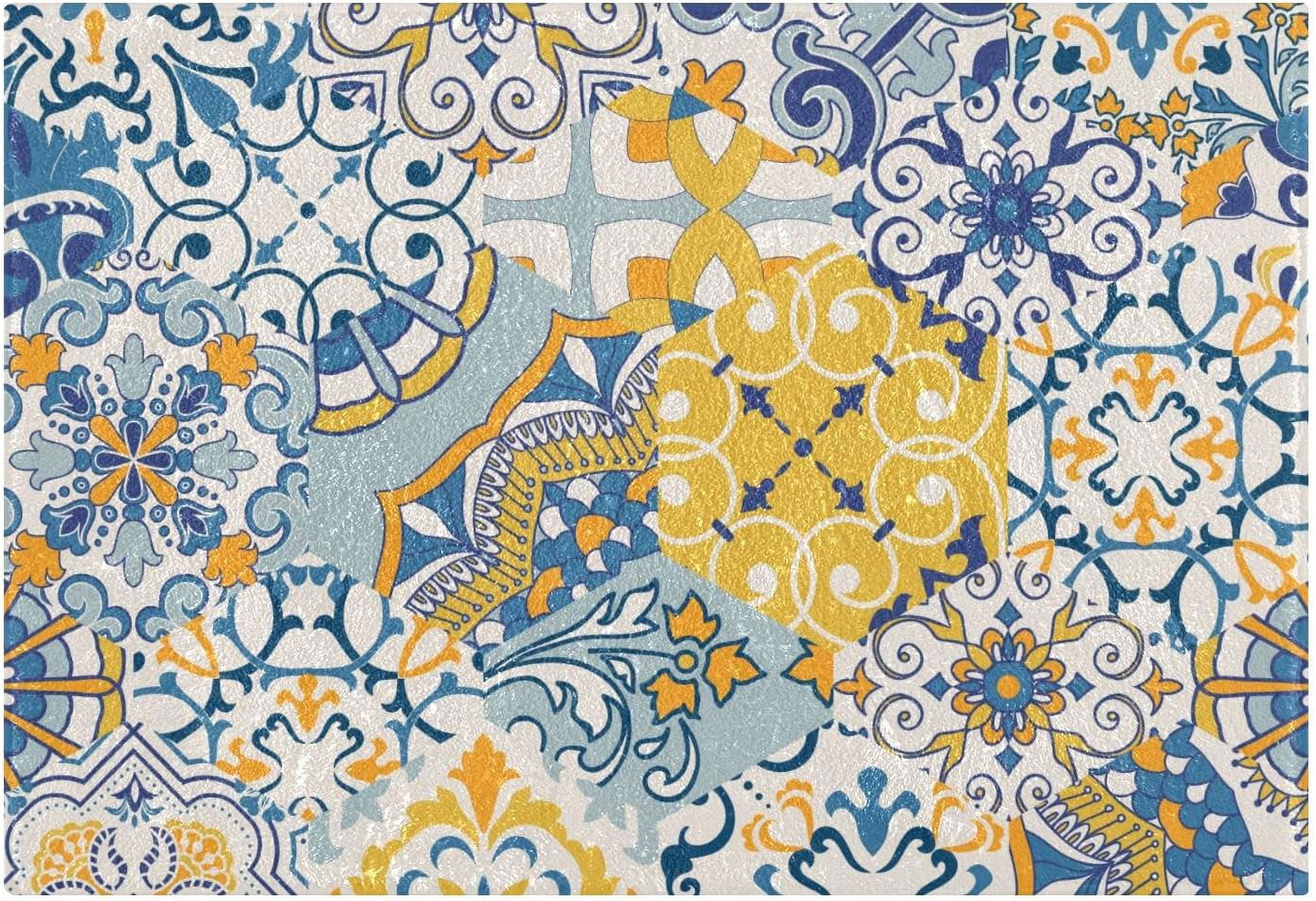 SKYSONIC Toilet Bathroom Rugs Sets 2 Piece, Ceramic Tile in Talavera ...