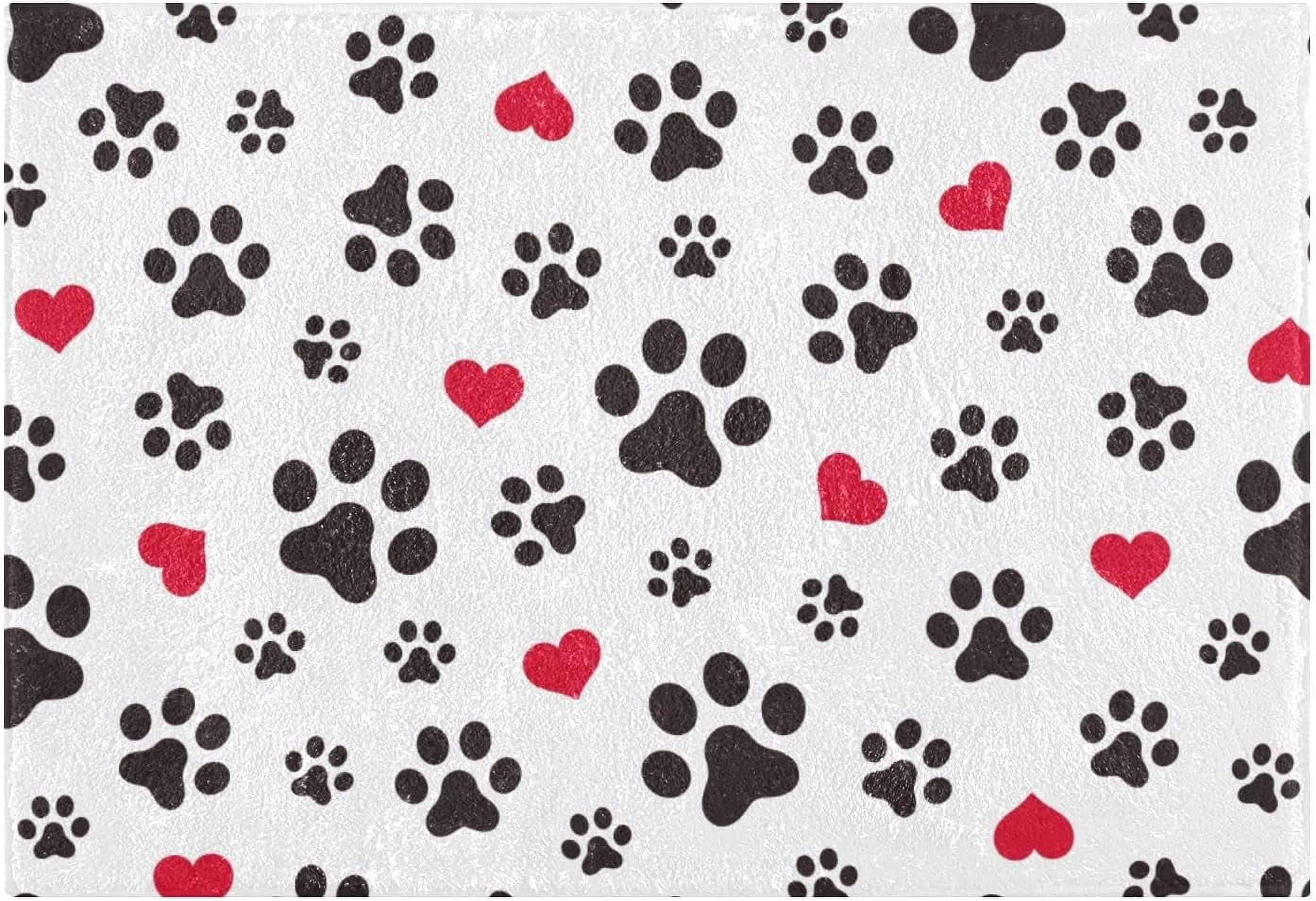 SKYSONIC Toilet Bathroom Rugs Sets 2 Piece, Dog Paw Cat Paw Heart Love ...