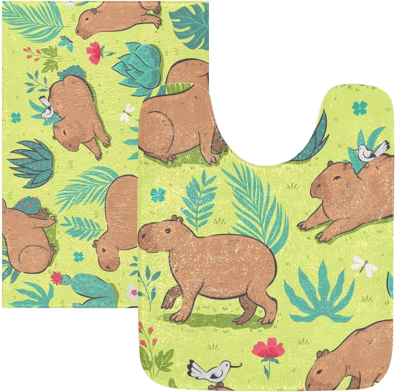 SKYSONIC Toiletry Mat Capybara Cartoon Print, Fluffy Plush Absorbent ...