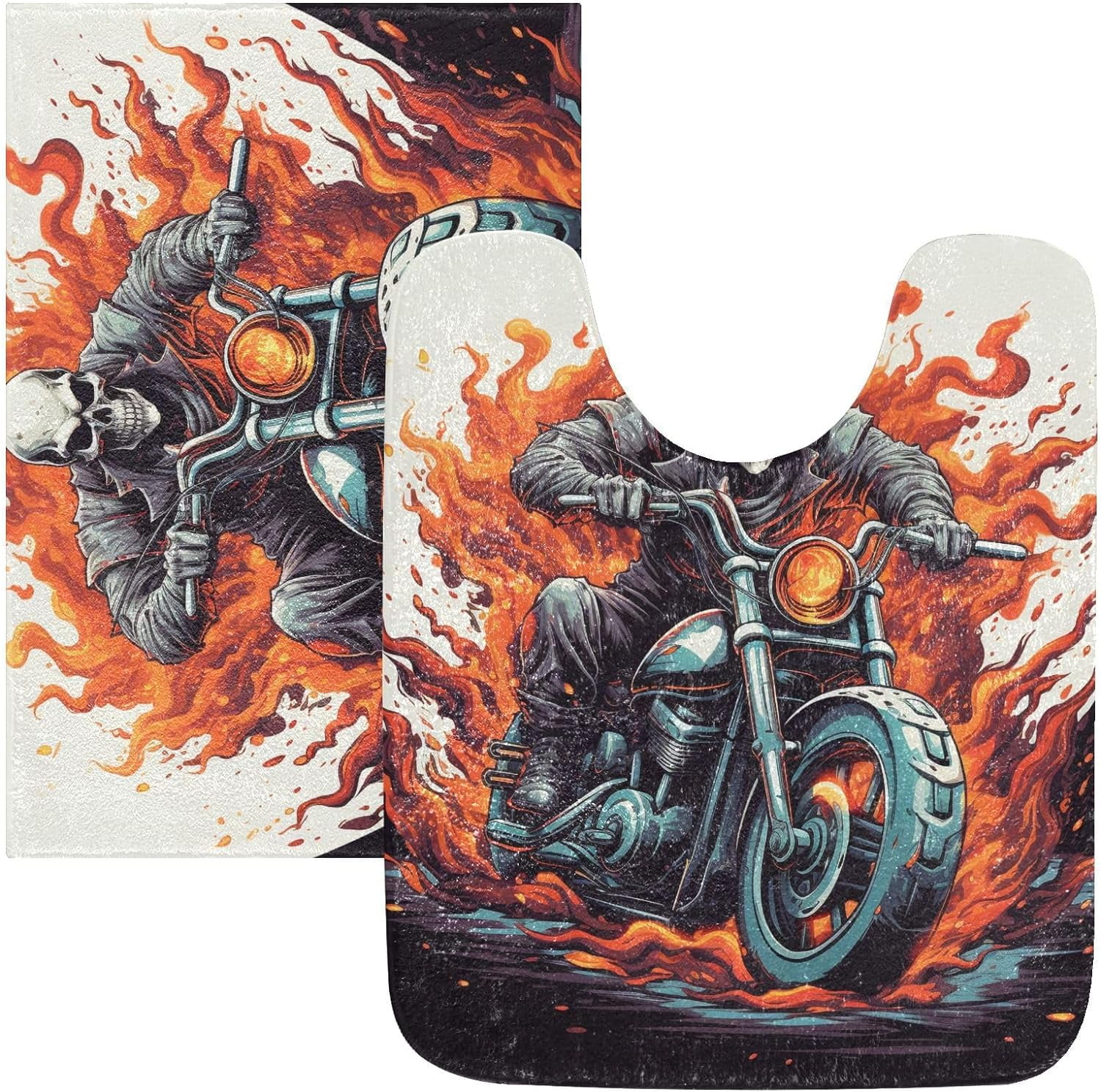 SKYSONIC Toiletry Mat Skeleton Motorcycle Print, Fluffy Plush Absorbent ...