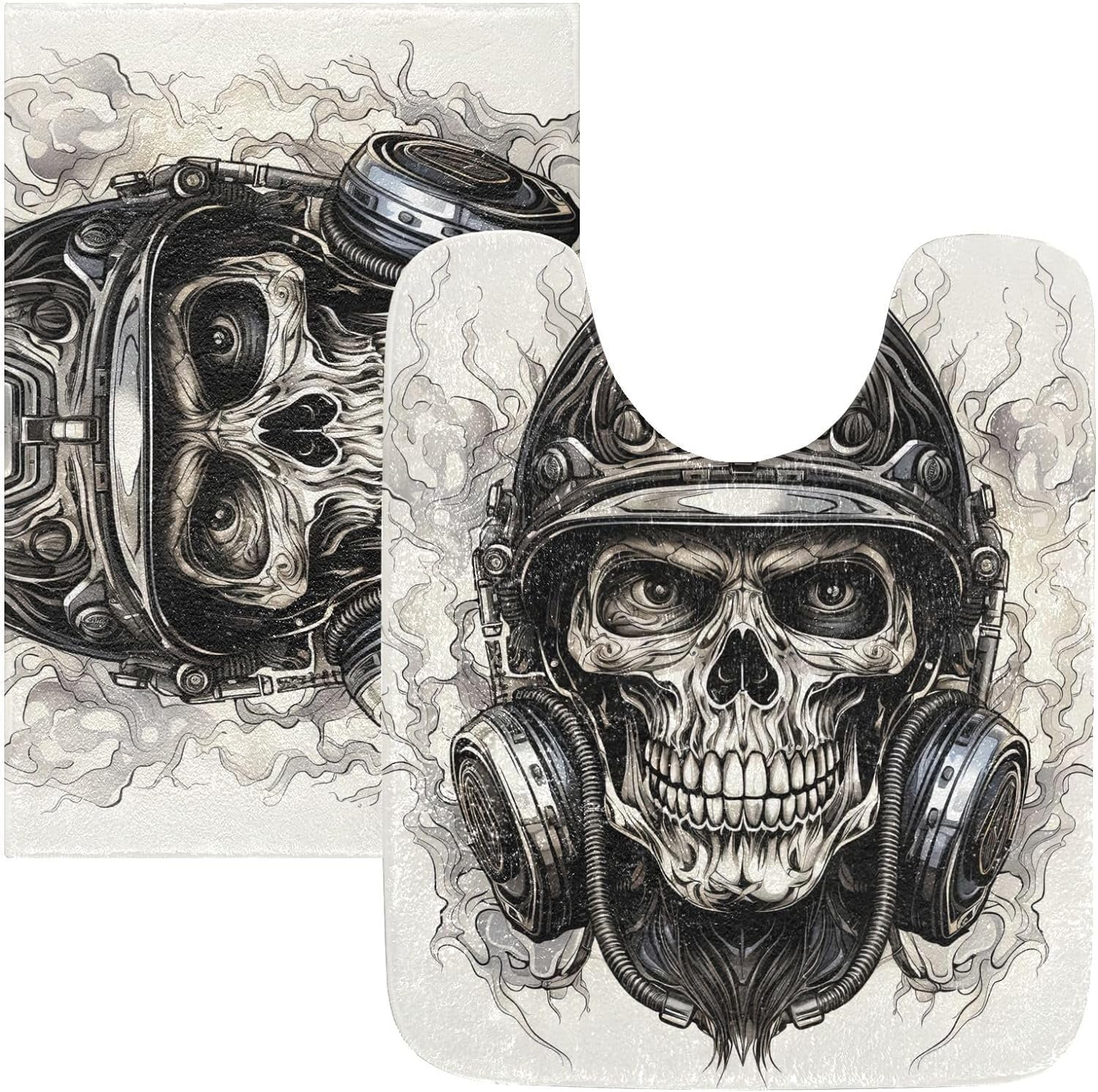 SKYSONIC Toiletry Mat Skull Art Tattoo Print, Fluffy Plush Absorbent ...