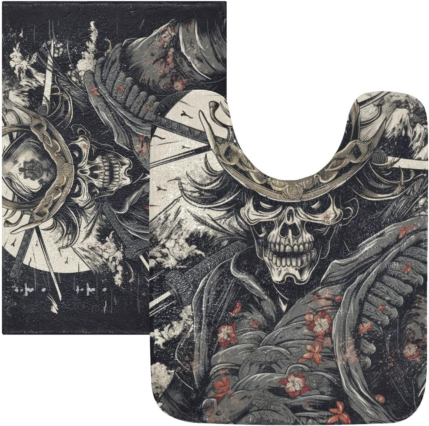 SKYSONIC Toiletry Mat Skull Wearing Helmet Print, Fluffy Plush ...