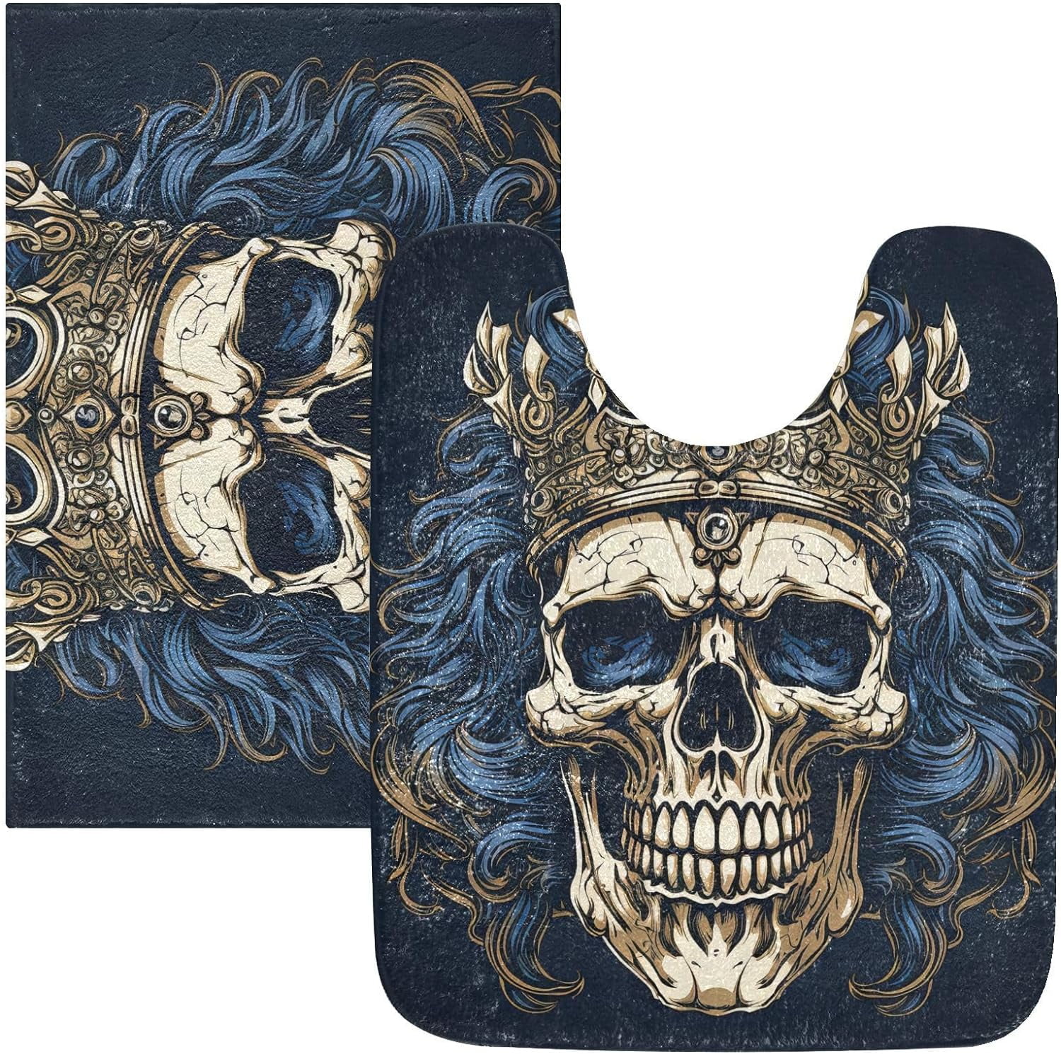 SKYSONIC Toiletry Mat Skull with Crown Print, Fluffy Plush Absorbent ...