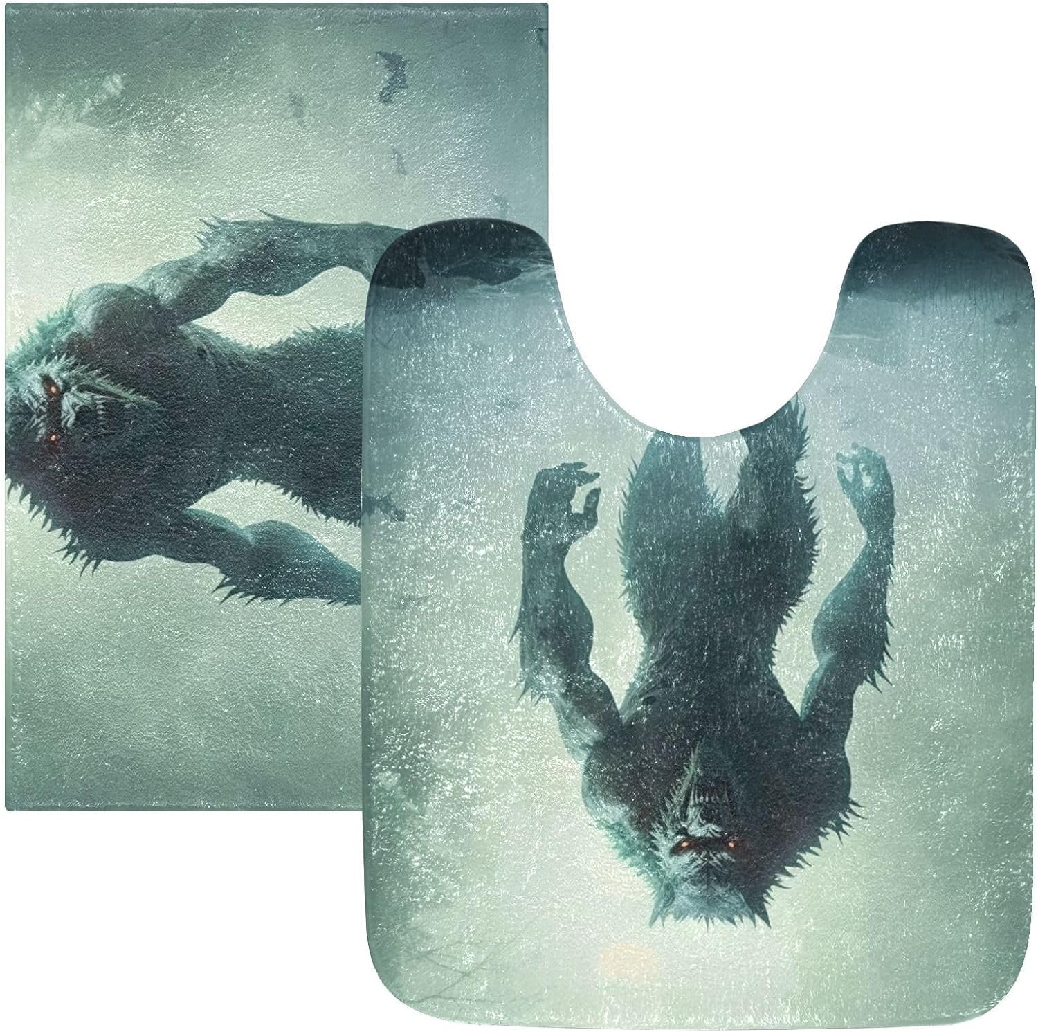 SKYSONIC Toiletry Mat Werewolf in Mist Print, Fluffy Plush Absorbent ...