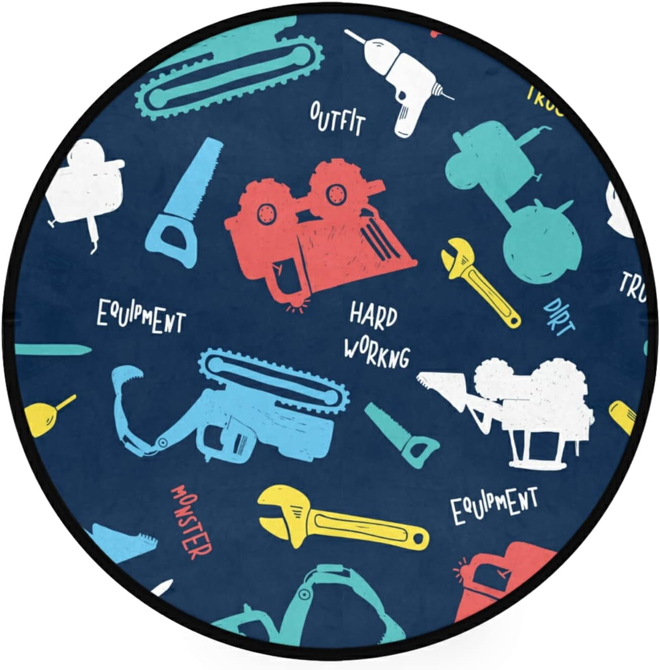 SKYSONIC Tools Working HardRound Area Rug Chair Couch Cover Area Rug ...