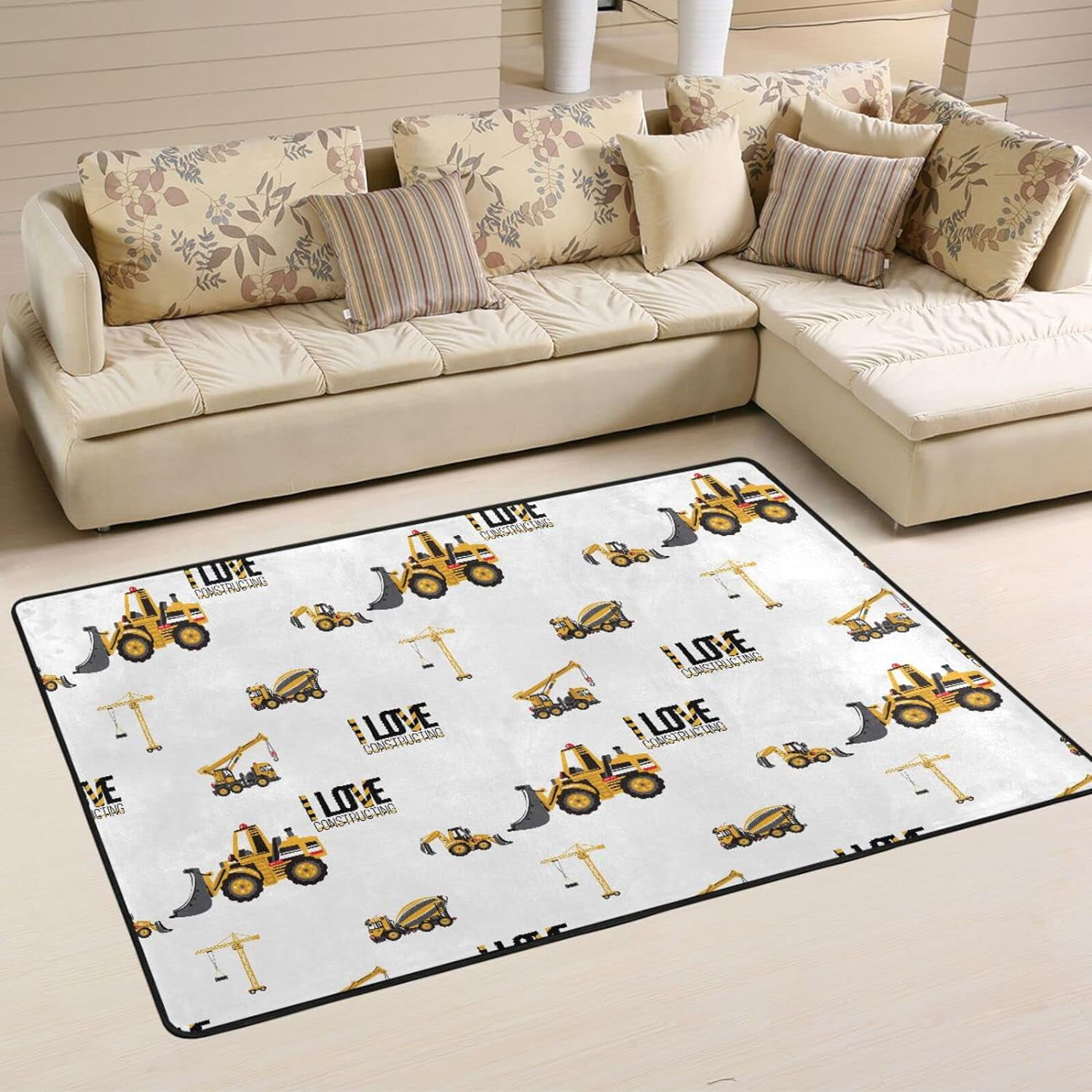 SKYSONIC Tractor Backhoe Loader Area Rug 72 ×48in Bulldozer Dumper ...