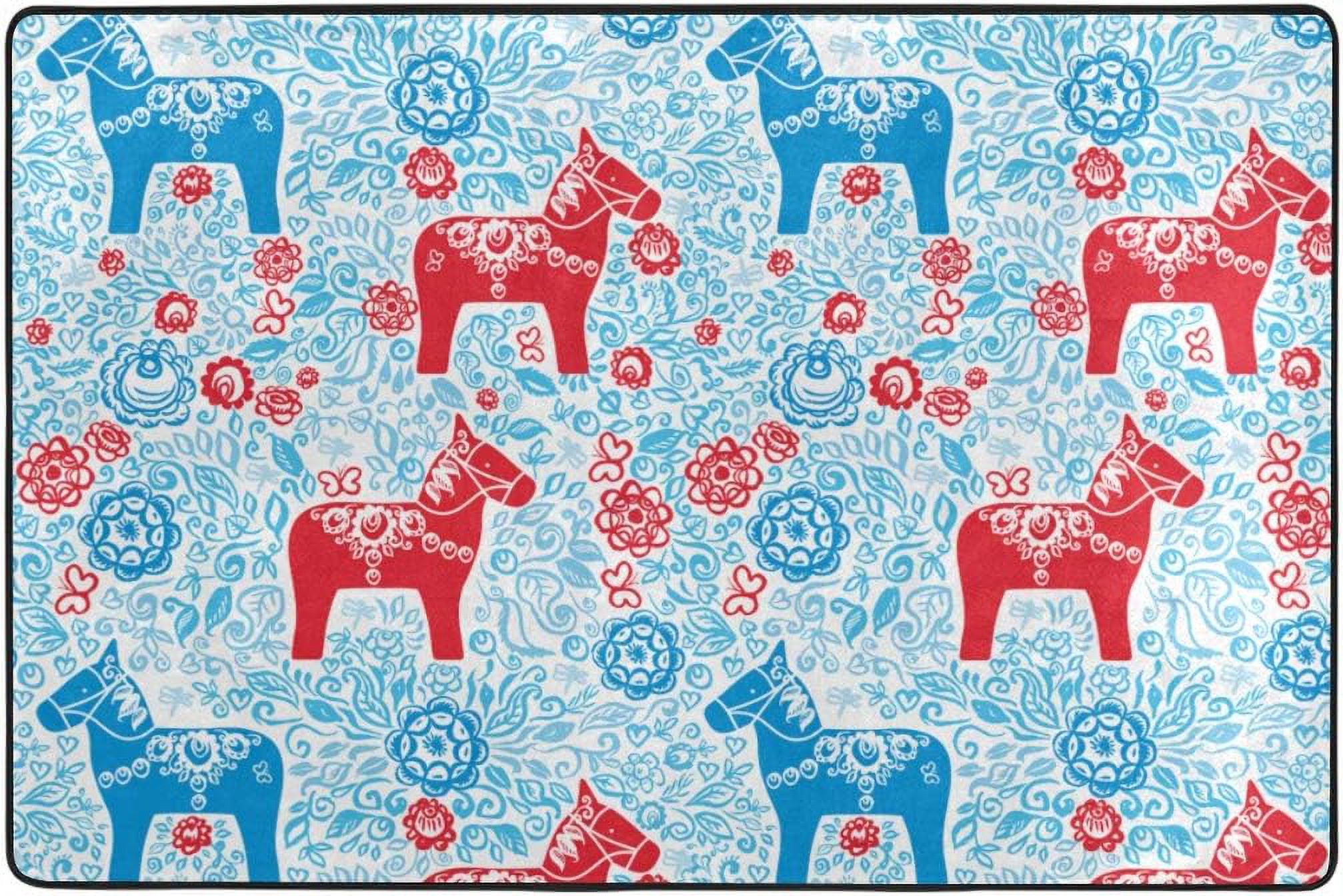 SKYSONIC Traditional Wooden Horse Lightweight Carpet Mats Area Soft ...